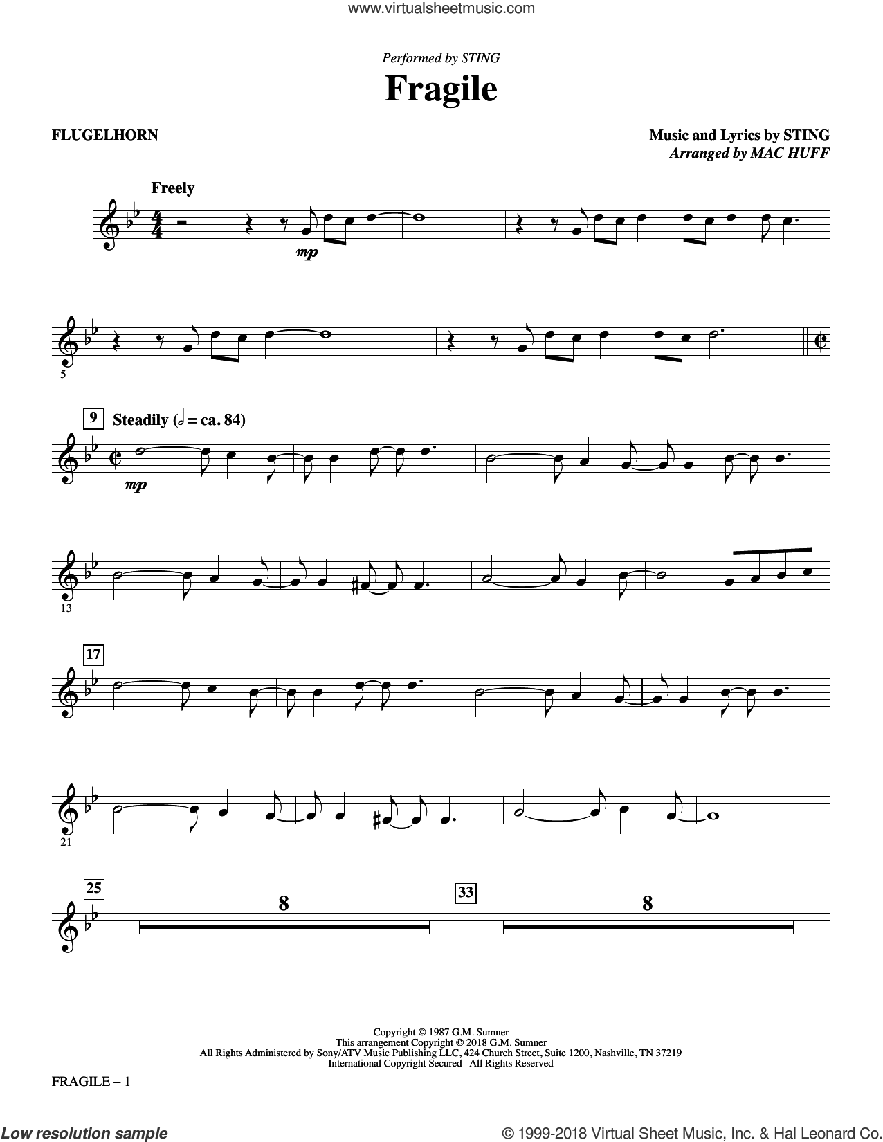 Fragile (arr. Mac Huff) (complete set of parts) sheet music for ...