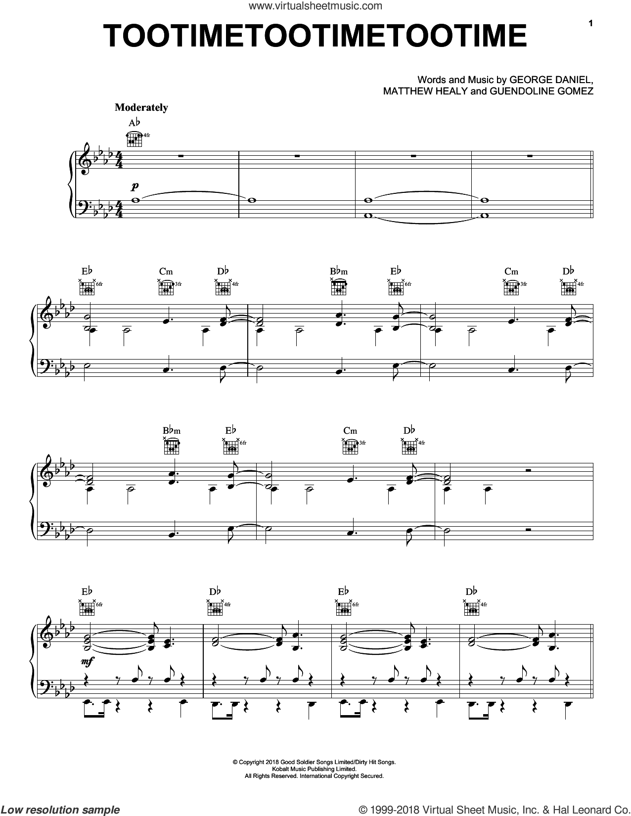 TOOTIMETOOTIMETOOTIME sheet music for voice, piano or guitar