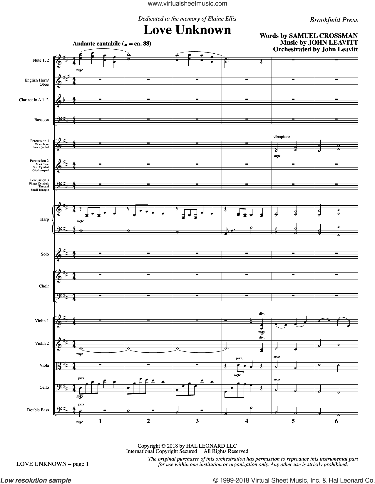 Love Unknown sheet music (complete collection) for orchestra/band
