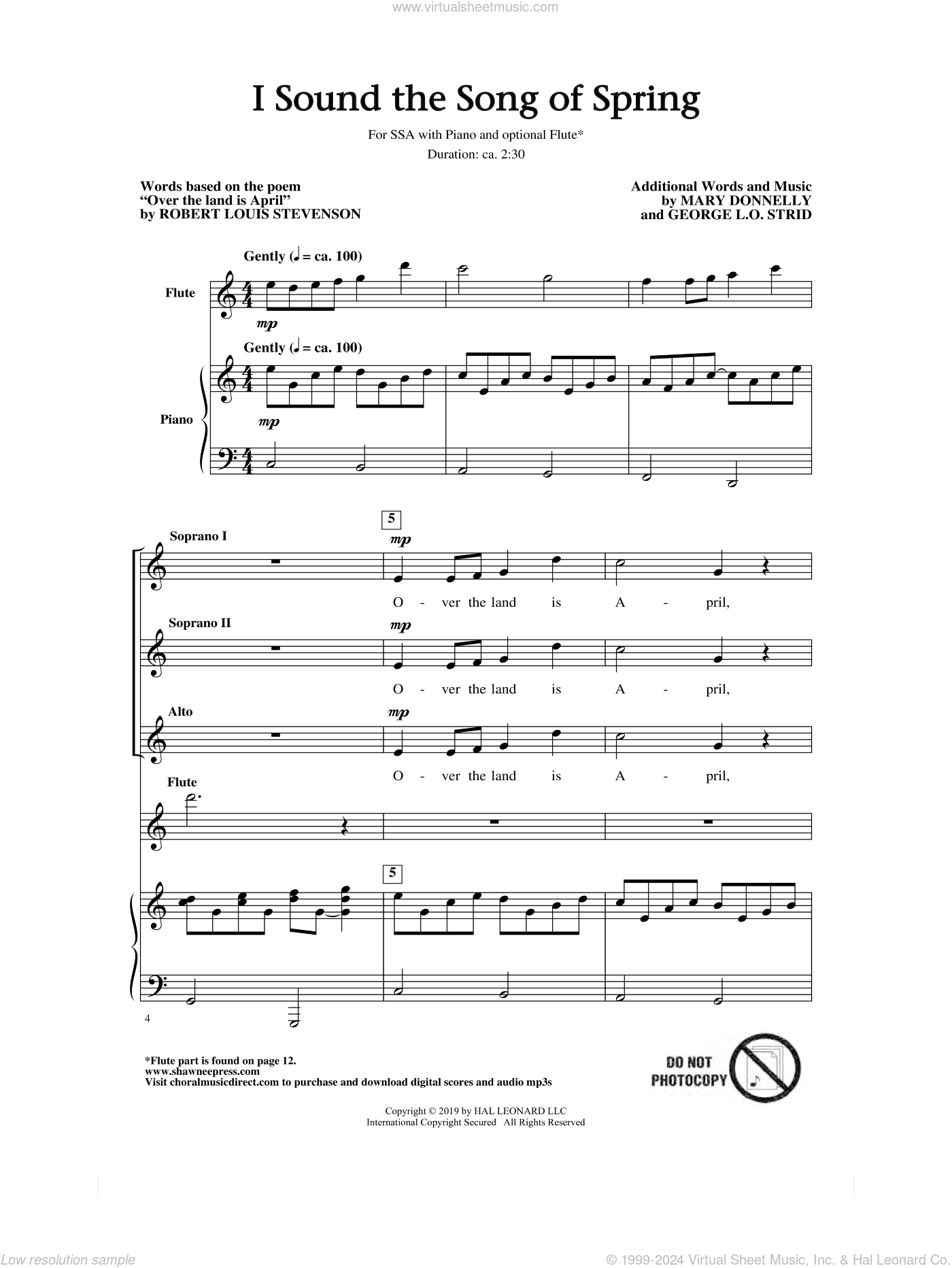 I Sound The Song Of Spring sheet music for choir (SSA: soprano, alto)