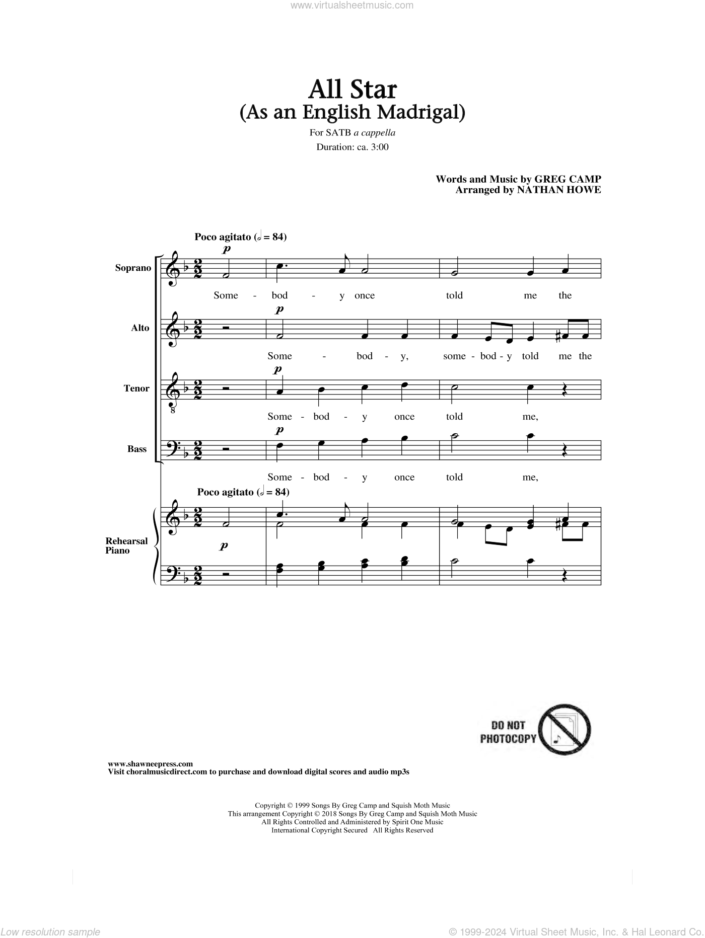 All Star (arr. Nathan Howe) sheet music for choir (SATB: soprano, alto ...