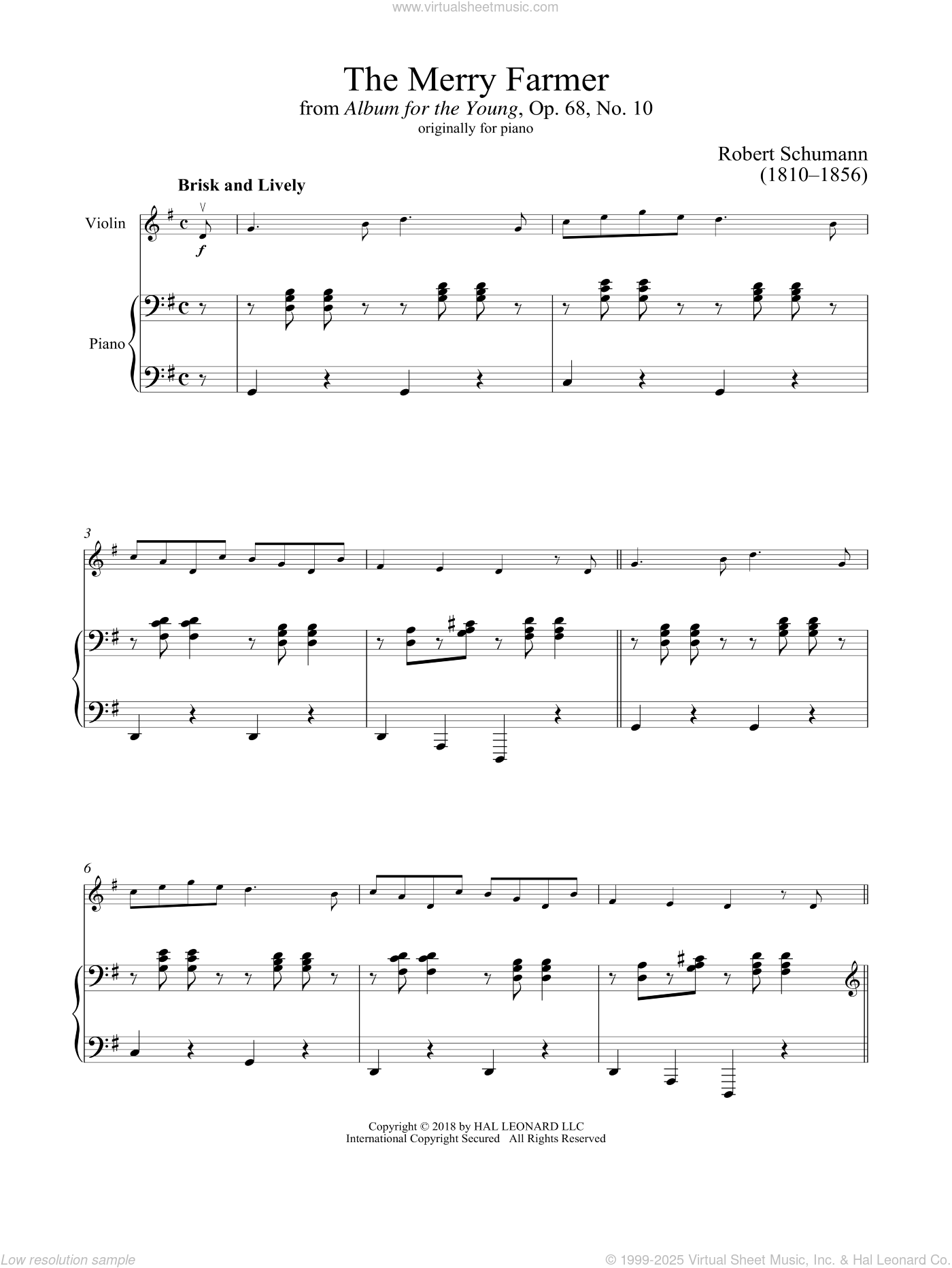The Happy Farmer sheet music for violin and piano (PDF)