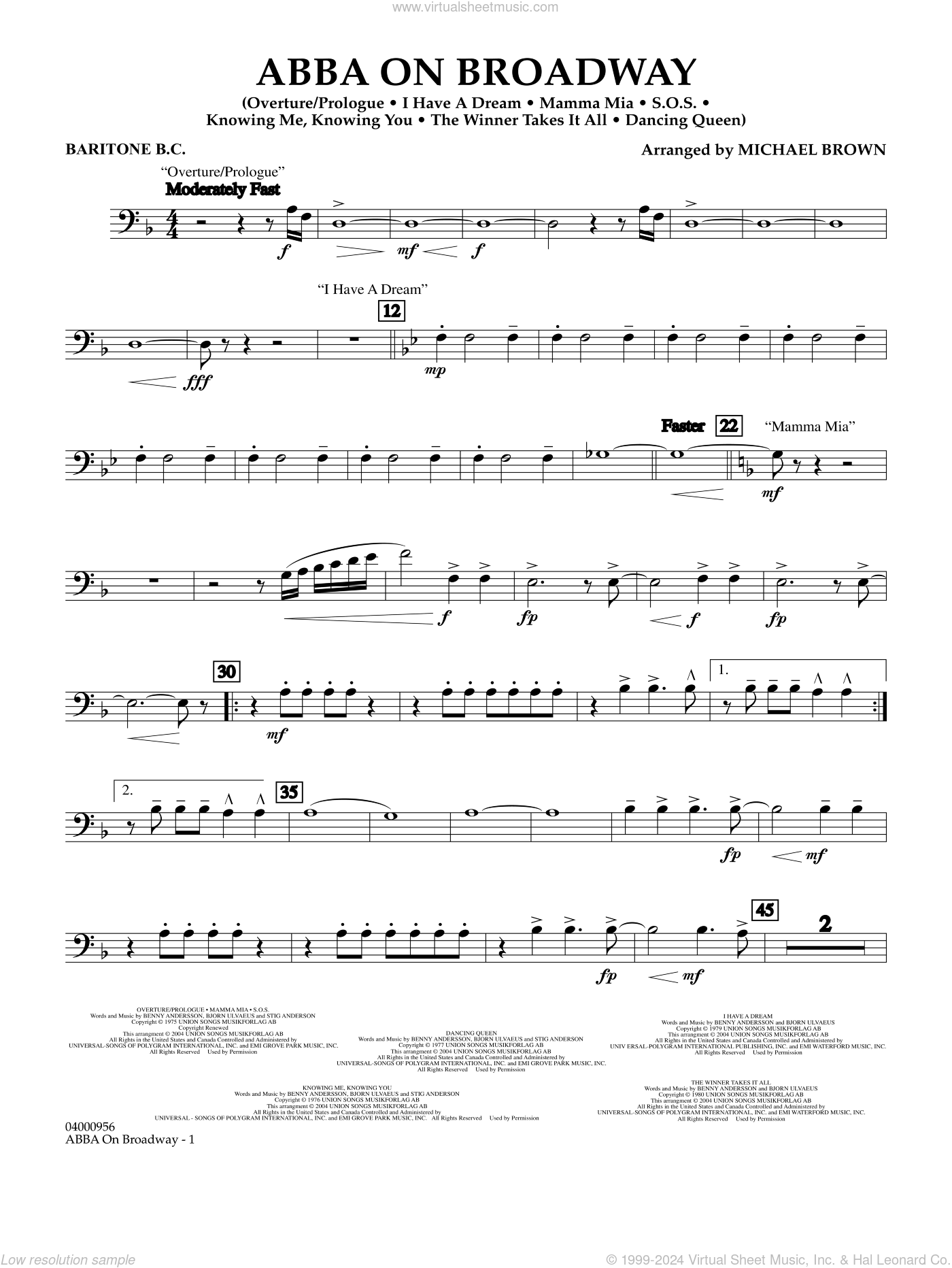 Abba On Broadway Arr Michael Brown Sheet Music From Abba On