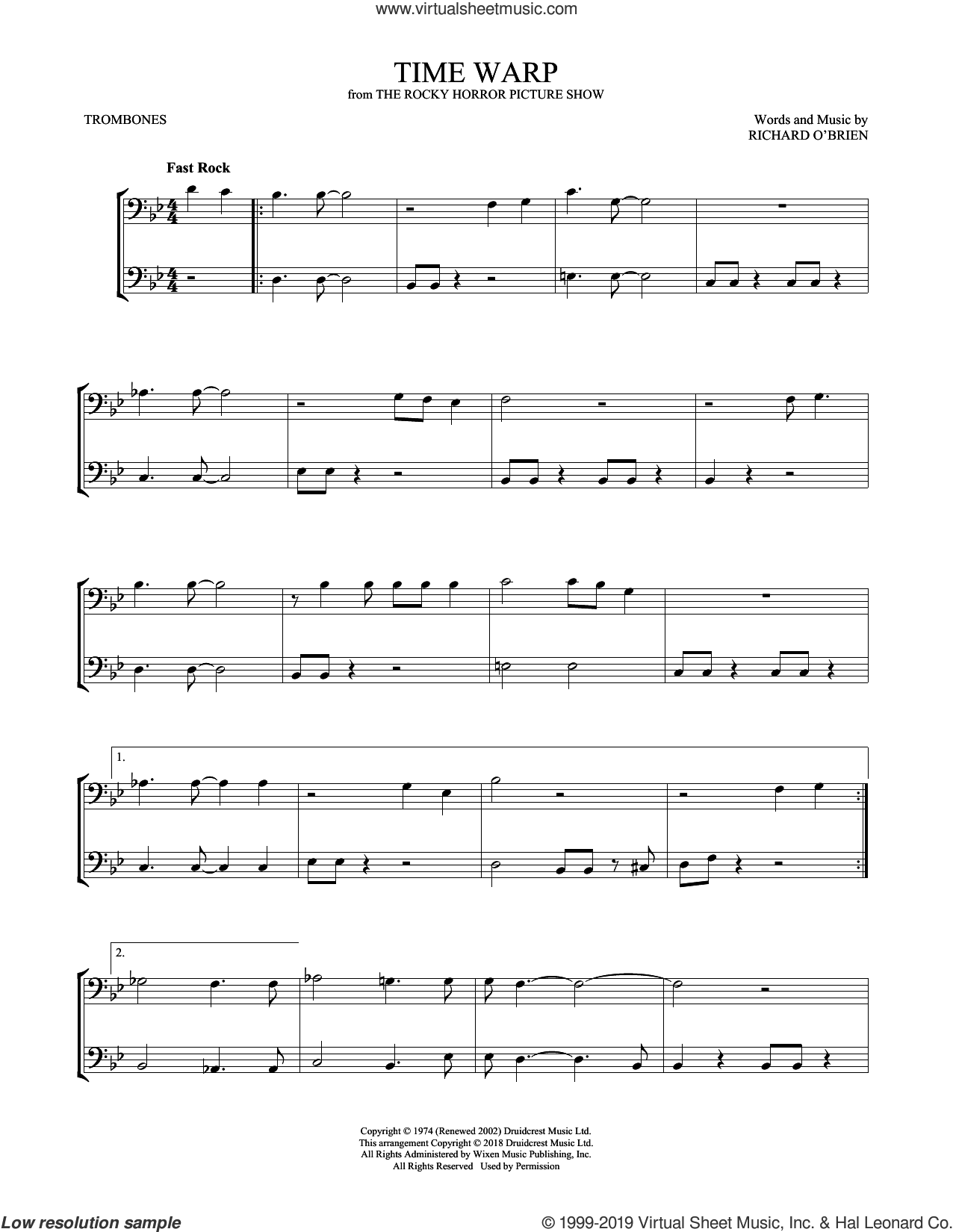 Time Warp sheet music for two trombones (duet, duets) (PDF)