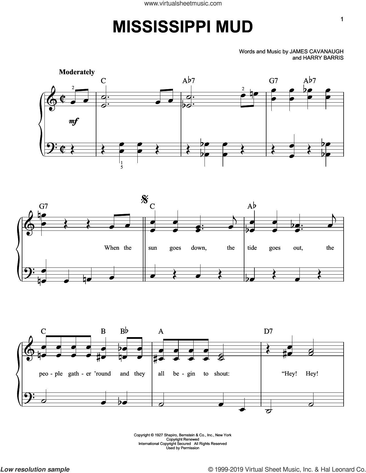 Mississippi Mud sheet music for piano solo (PDF-interactive)