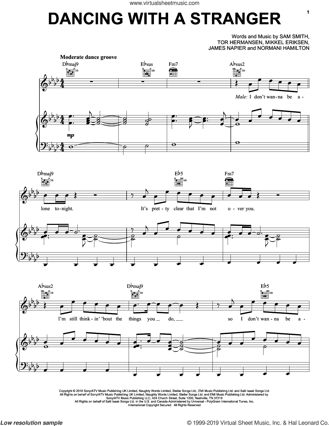 Dancing With A Stranger sheet music for voice, piano or guitar