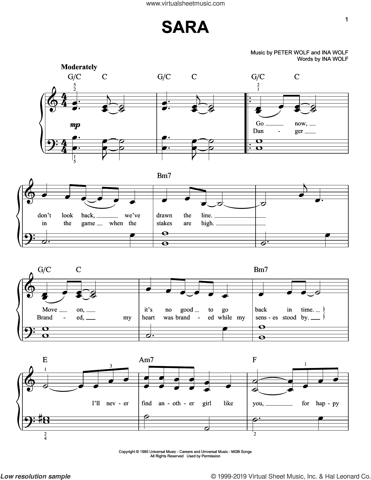 Sara sheet music for piano solo (PDF-interactive)