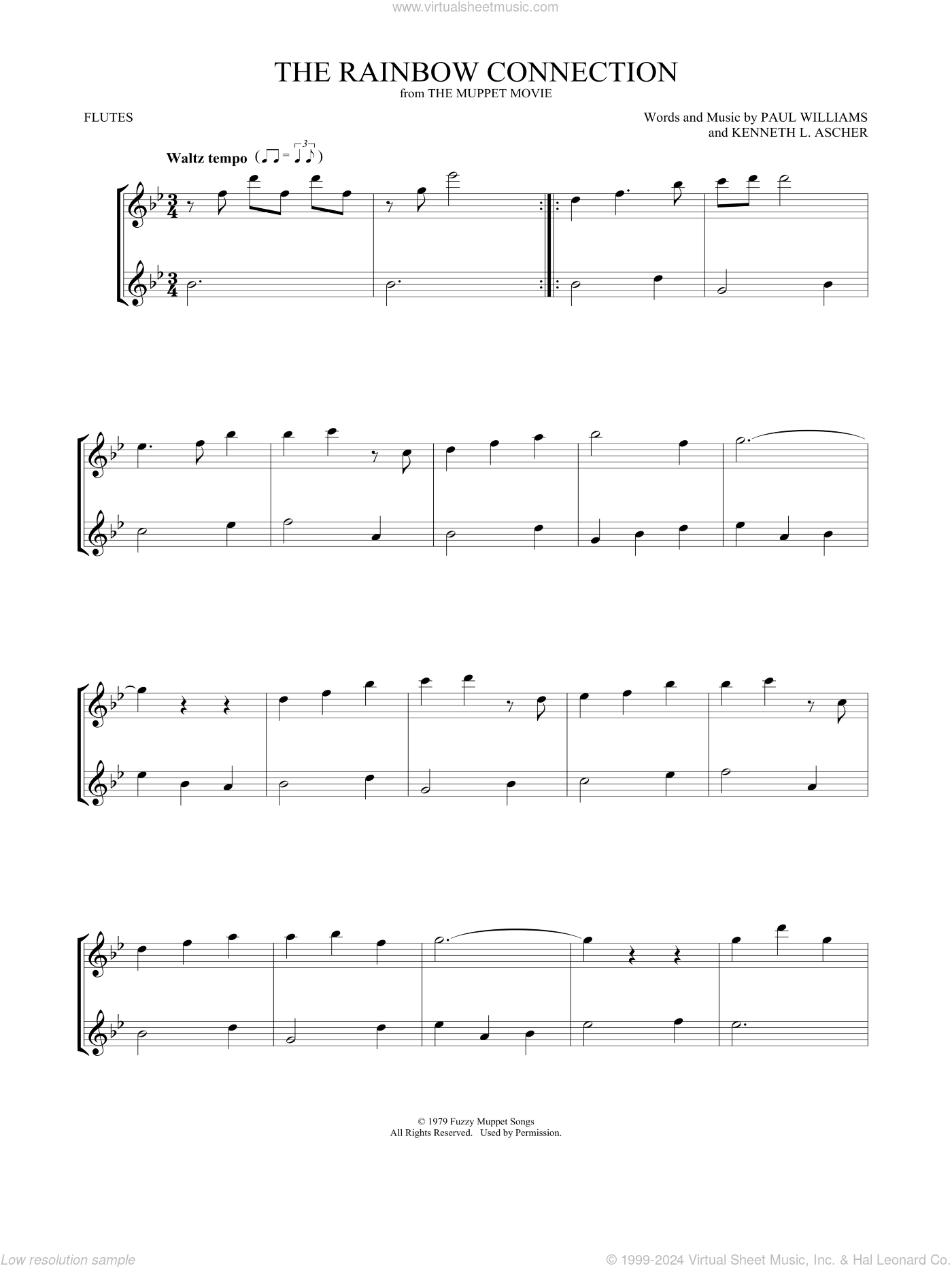 The Rainbow Connection sheet music for two flutes (duets) (PDF)