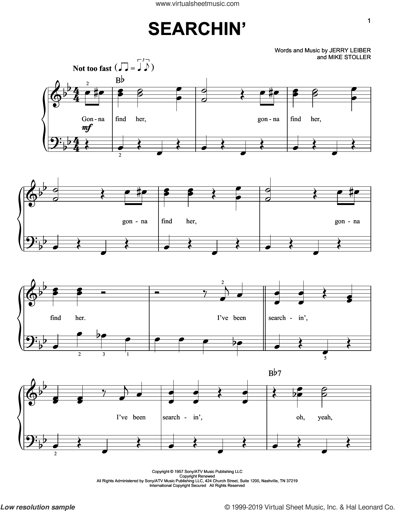 Searchin' sheet music for piano solo (PDF-interactive)