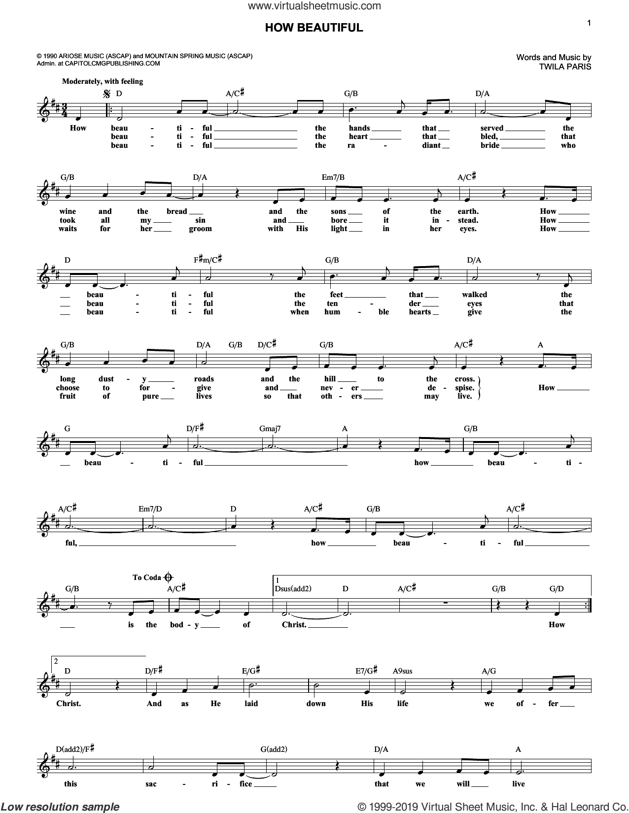 How Beautiful sheet music (fake book, (intermediate) (fake book)