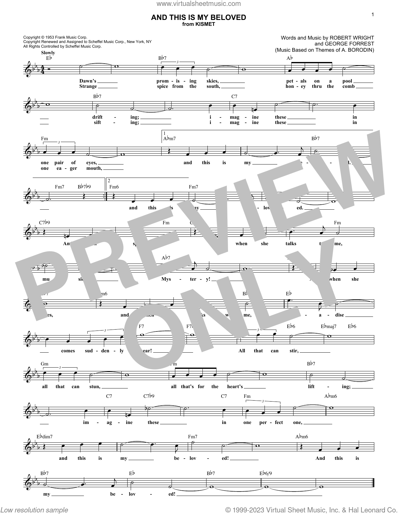 And This Is My Beloved sheet music (fake book) (PDF-interactive)