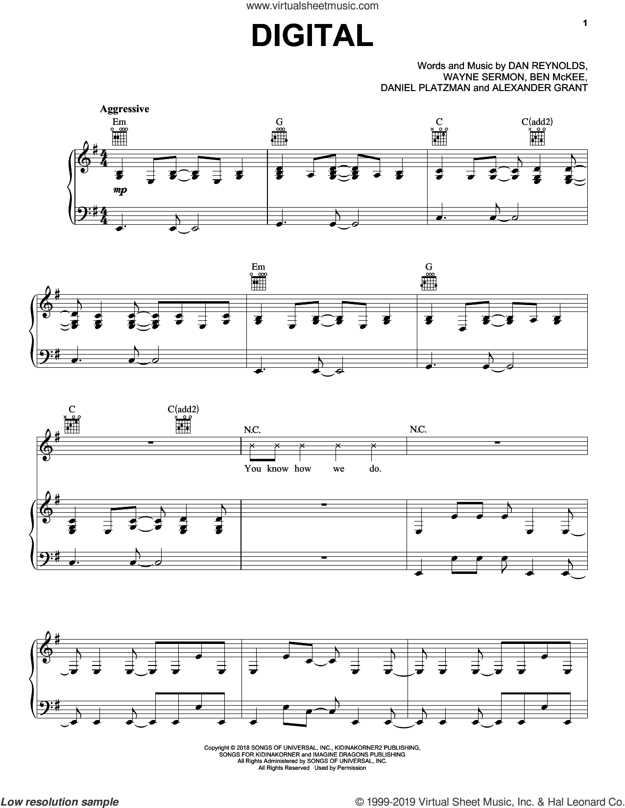 Digital sheet music for voice, piano or guitar (PDF-interactive)