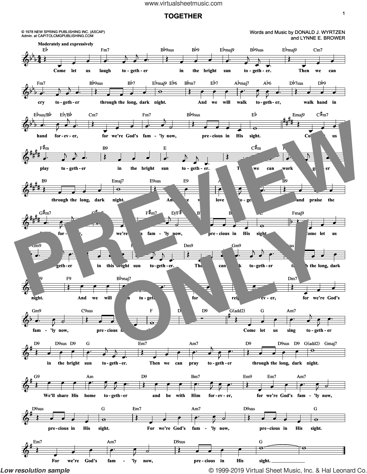 Together sheet music for voice and other instruments (fake book)