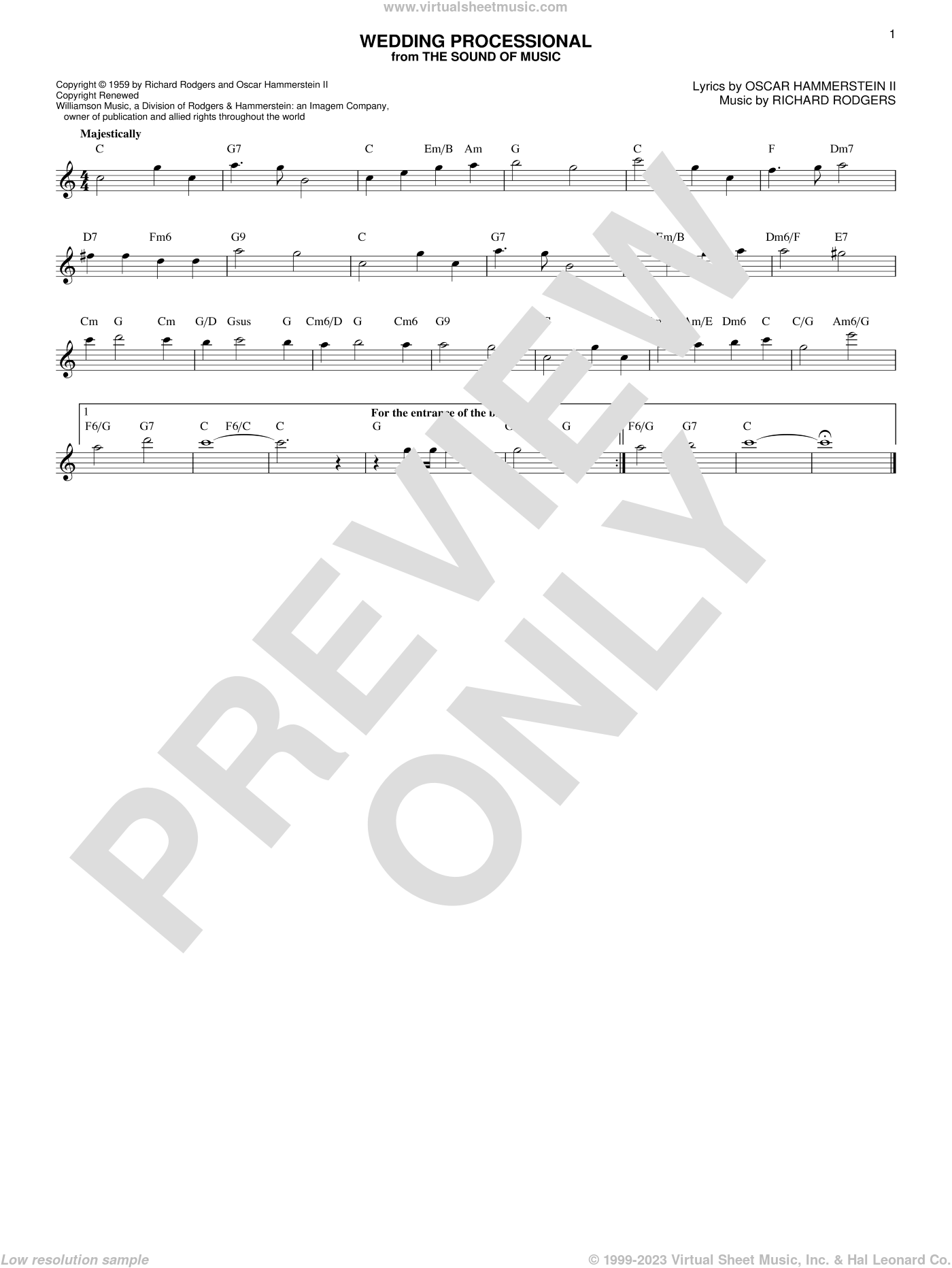 Wedding Processional sheet music (fake book) (PDF-interactive)