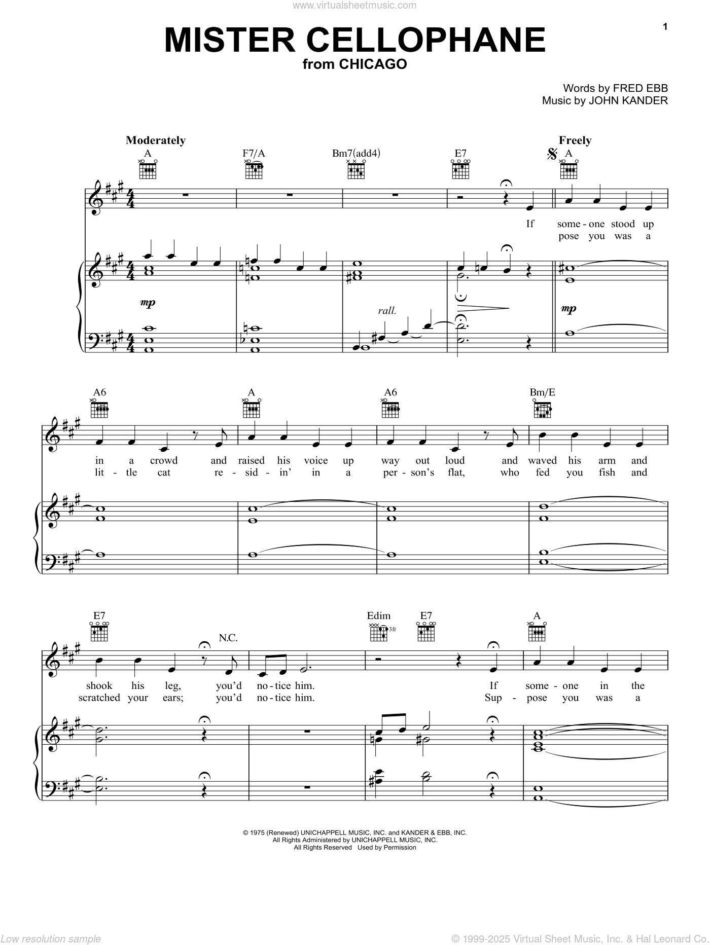 Mister Cellophane sheet music for voice, piano or guitar (PDF)