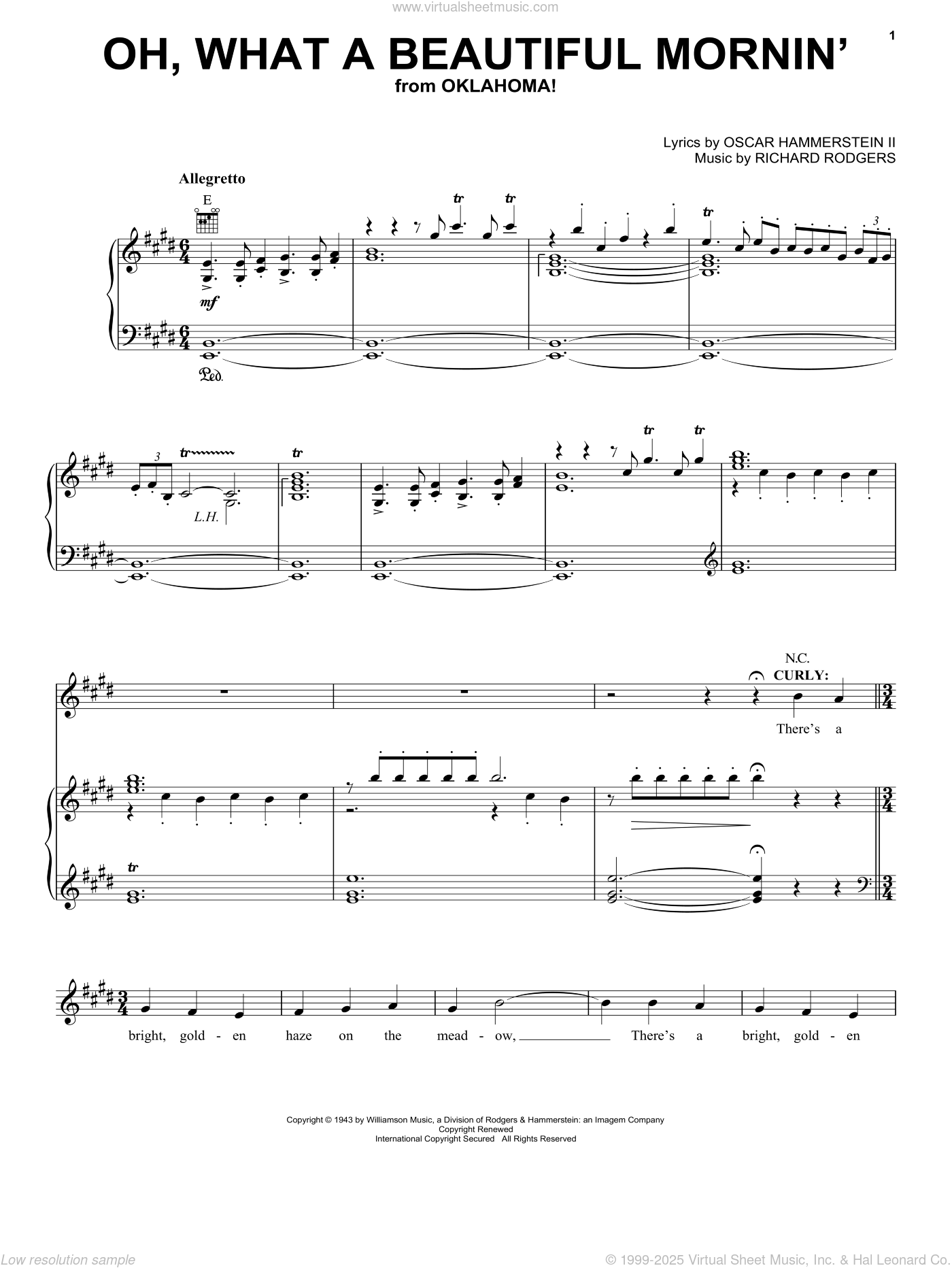 Richard Rodgers: Oh, What A Beautiful Mornin' (from Oklahoma!) sheet ...