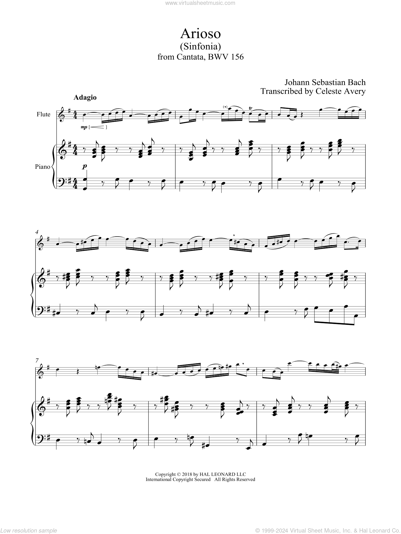 Arioso sheet music for flute and piano (PDF-interactive)