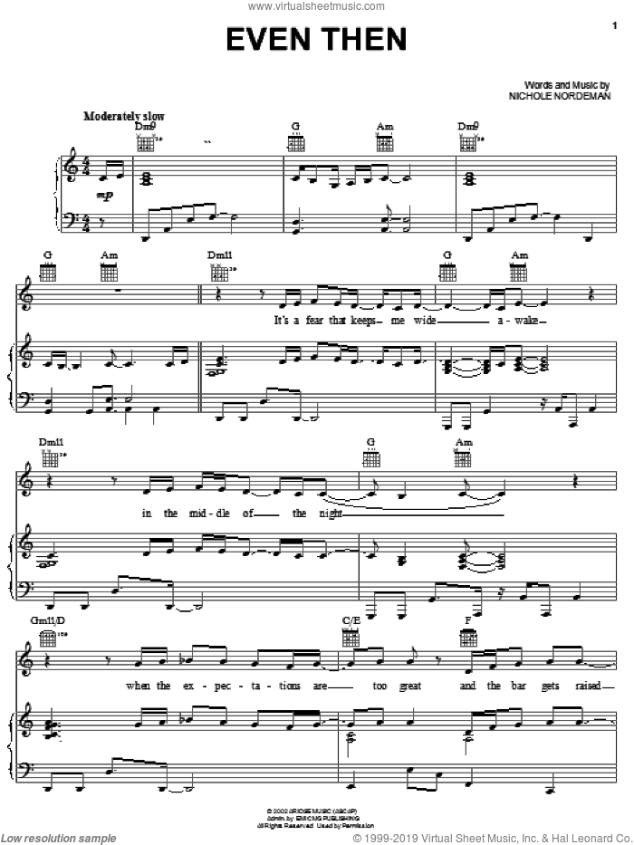 Even Then sheet music for voice, piano or guitar (PDF)