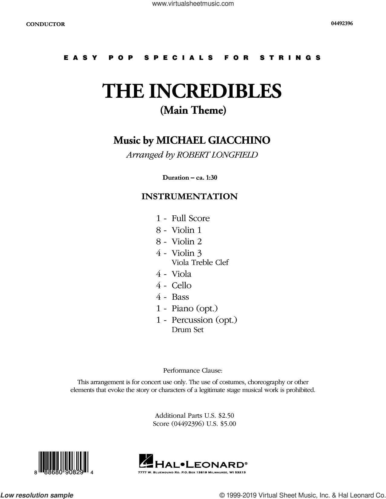 The Incredibles (Main Theme) (arr. Robert Longfield) sheet music ...