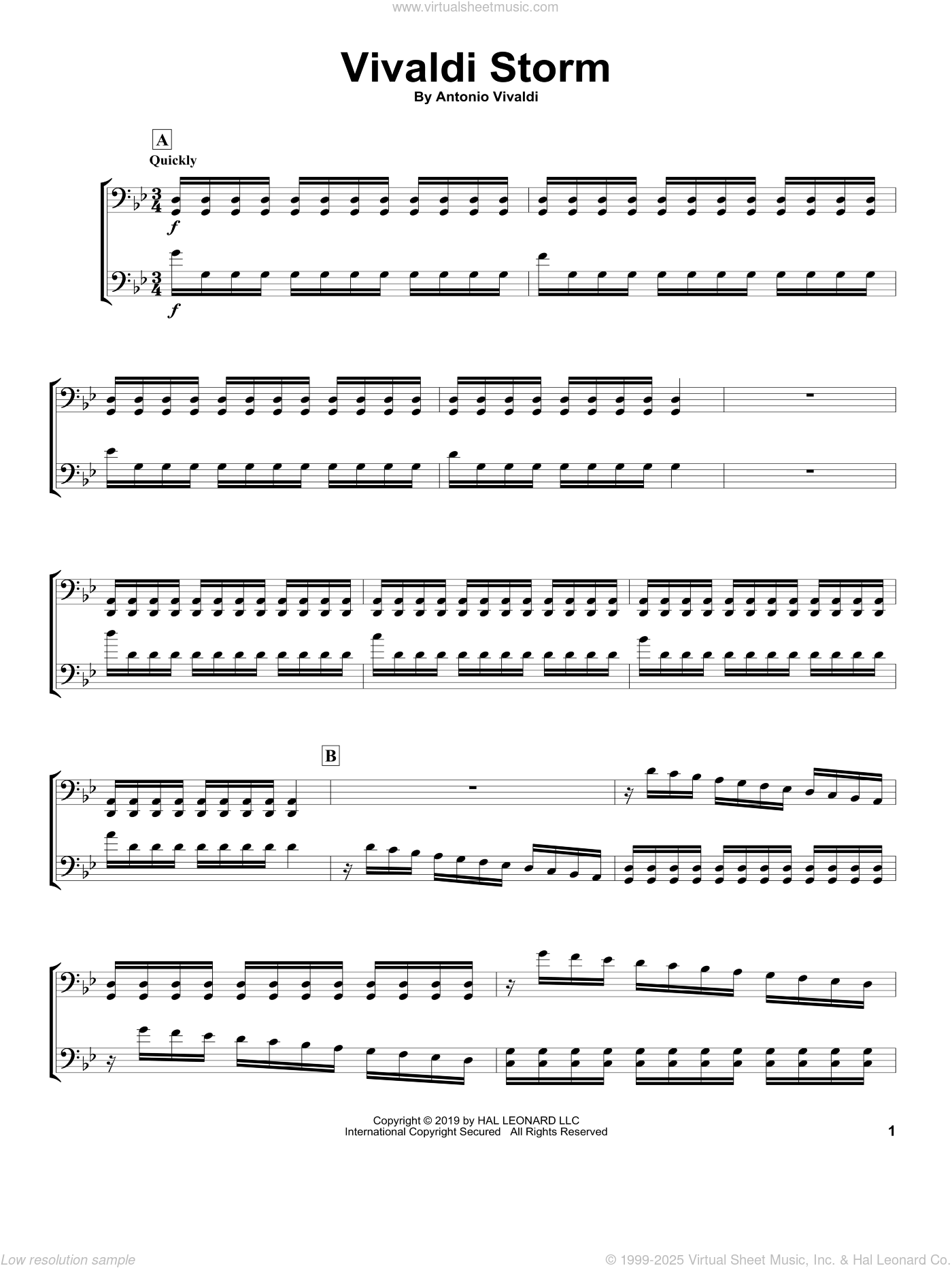 Vivaldi Storm sheet music for two cellos (duet, duets) (PDF)