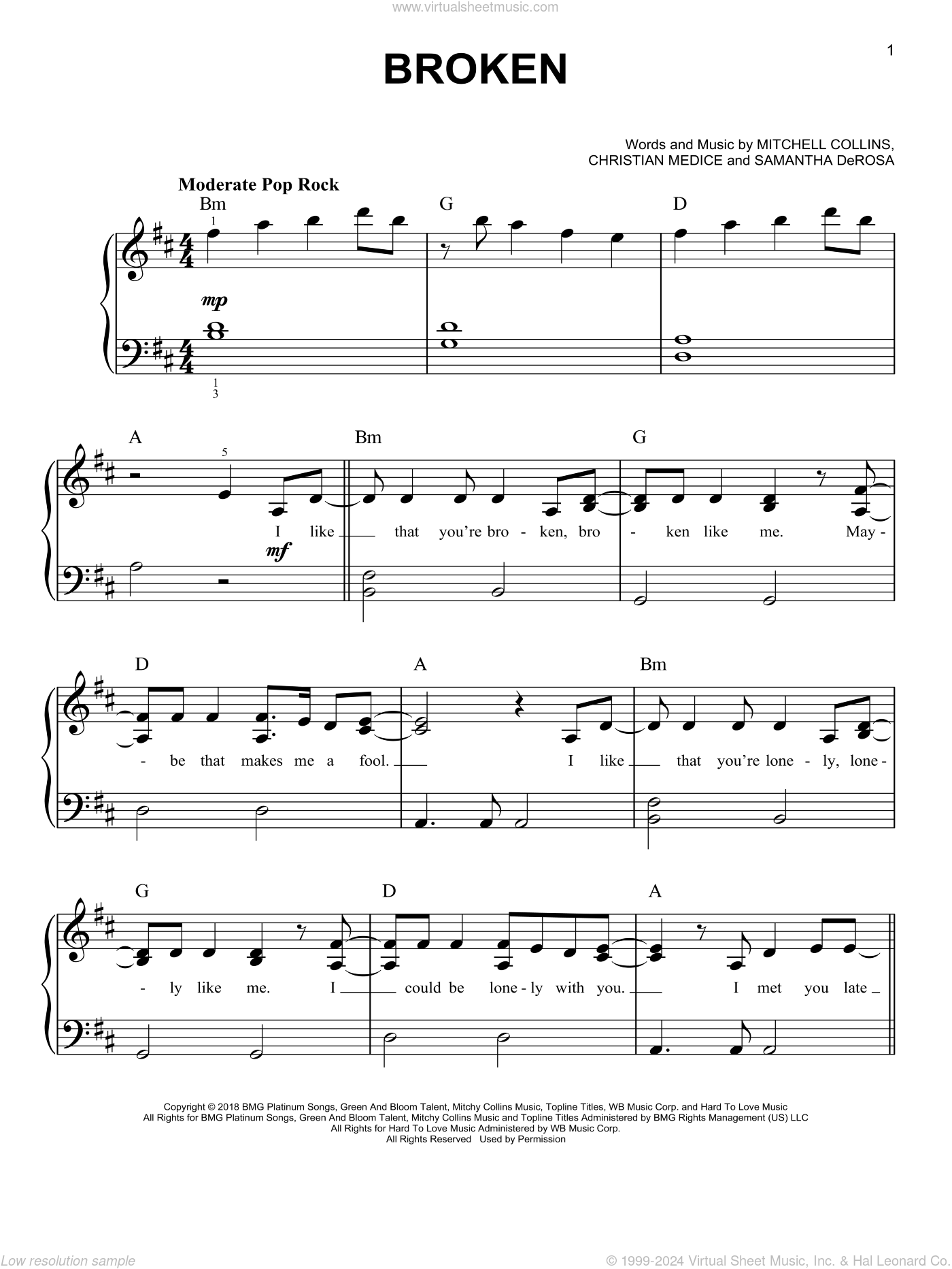 lovelytheband: Broken sheet music for piano solo (PDF)