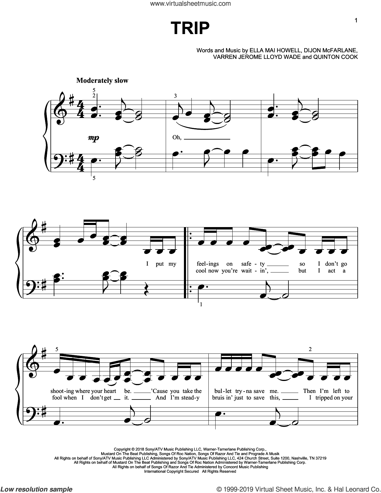 Trip sheet music for piano solo (big note book) (PDF-interactive)