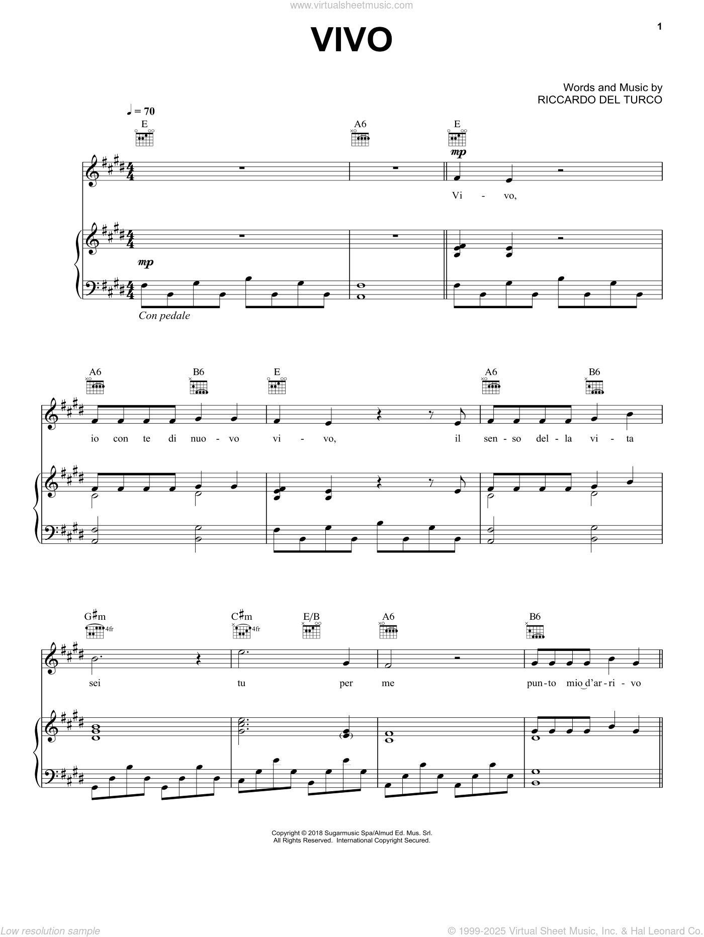 Vivo sheet music for voice, piano or guitar (PDF-interactive)