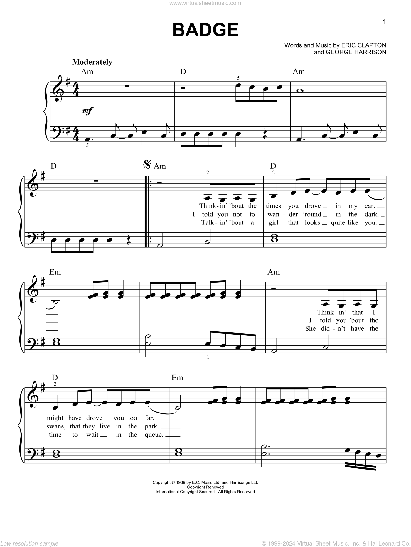 Badge sheet music for piano solo (PDF-interactive)