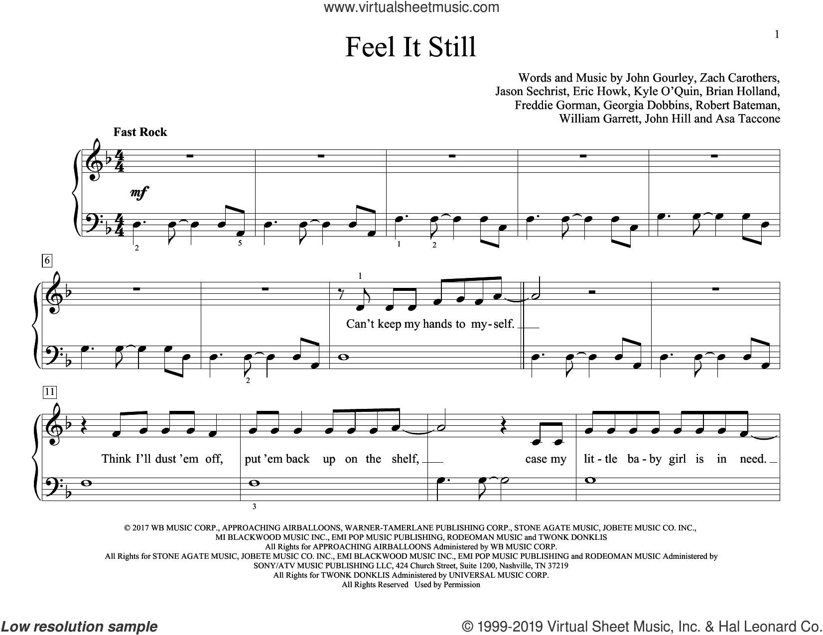 Feel It Still sheet music (beginner) for piano solo (elementary)