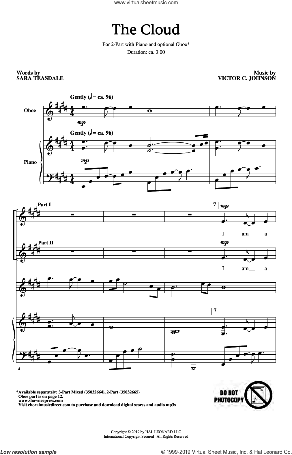 The Cloud sheet music for choir (2-Part) (PDF)