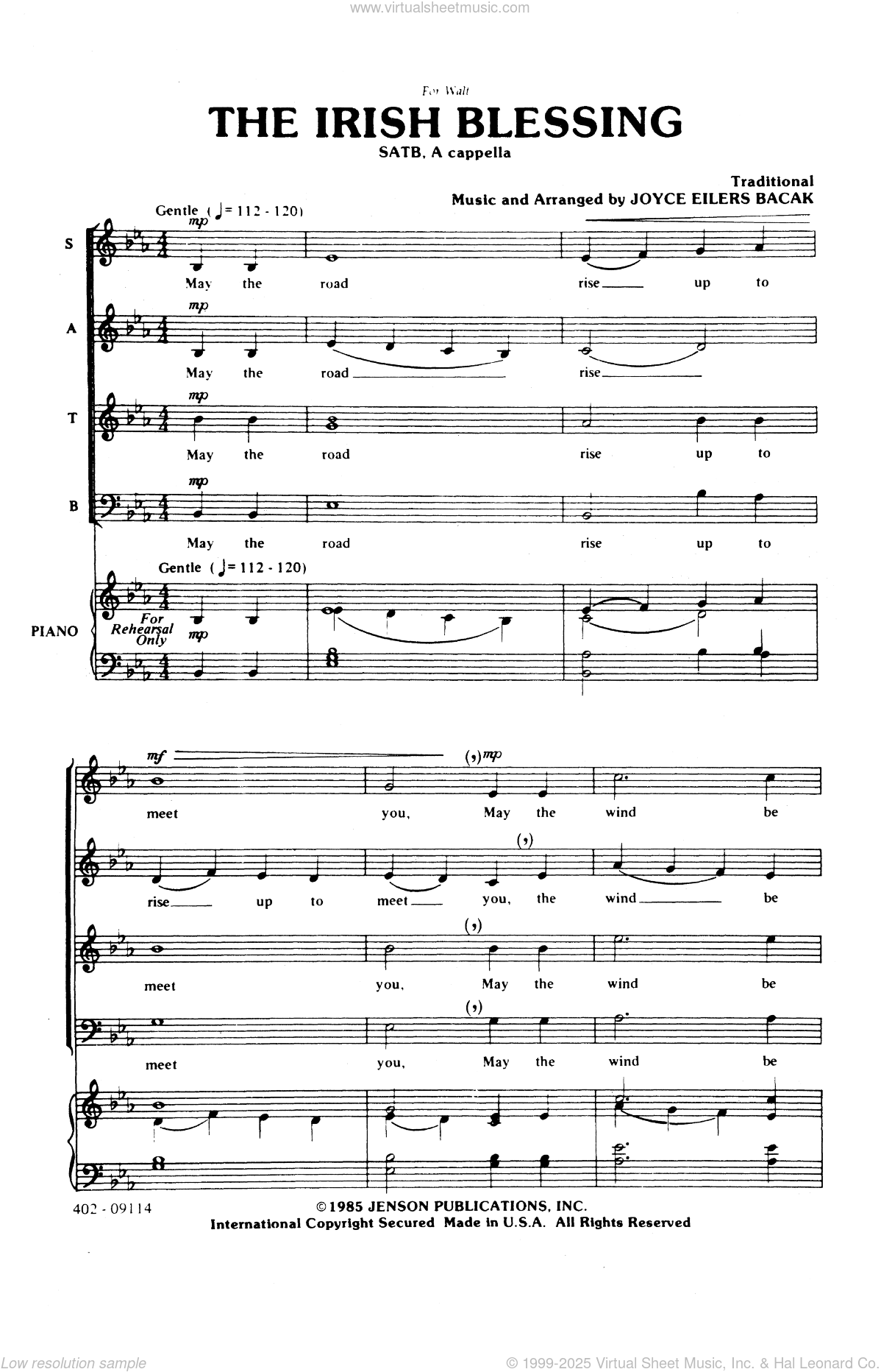 Eilers - The Irish Blessing sheet music for choir (SATB: soprano, alto ...