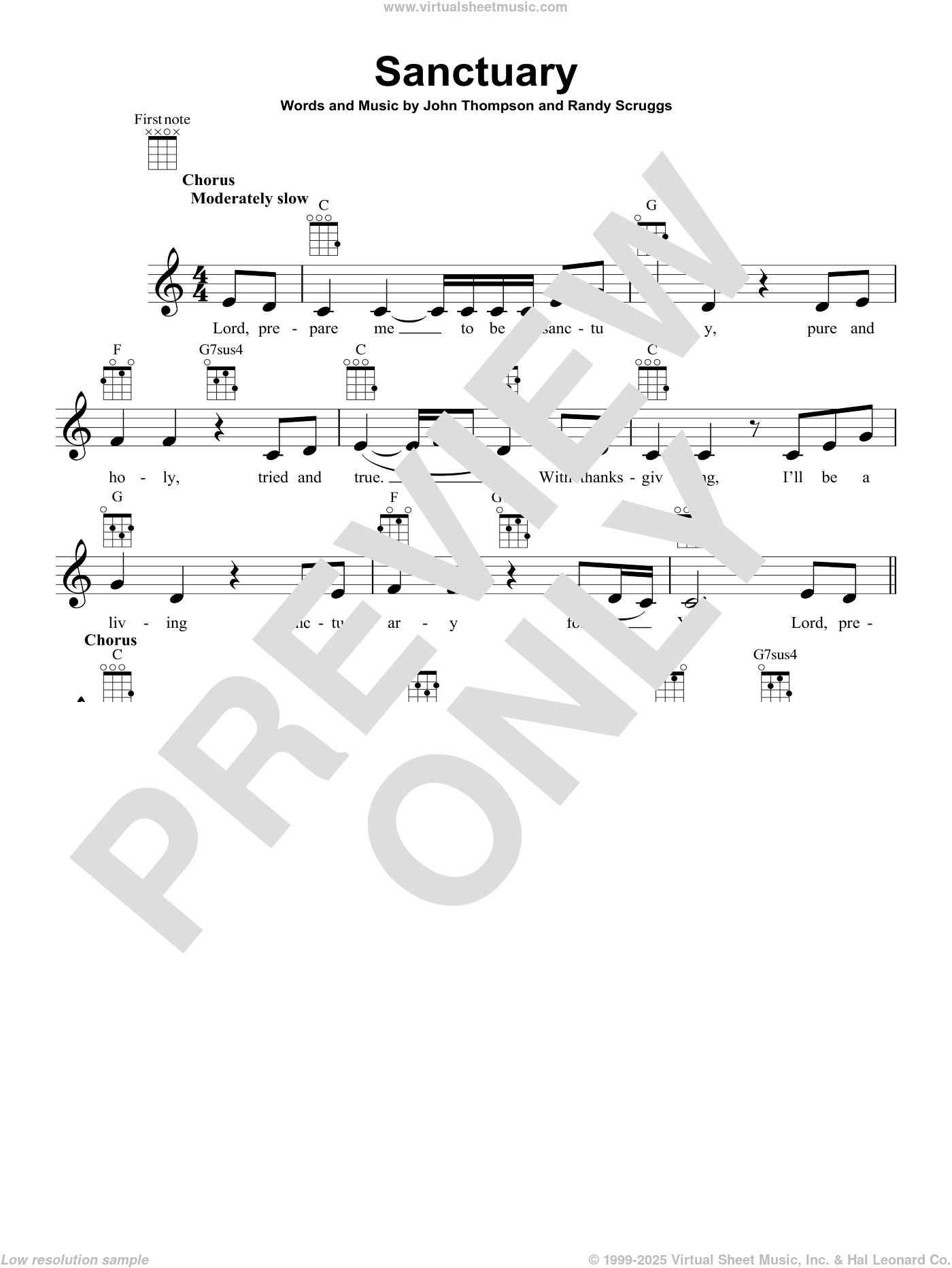 Sanctuary sheet music for ukulele (PDF-interactive)