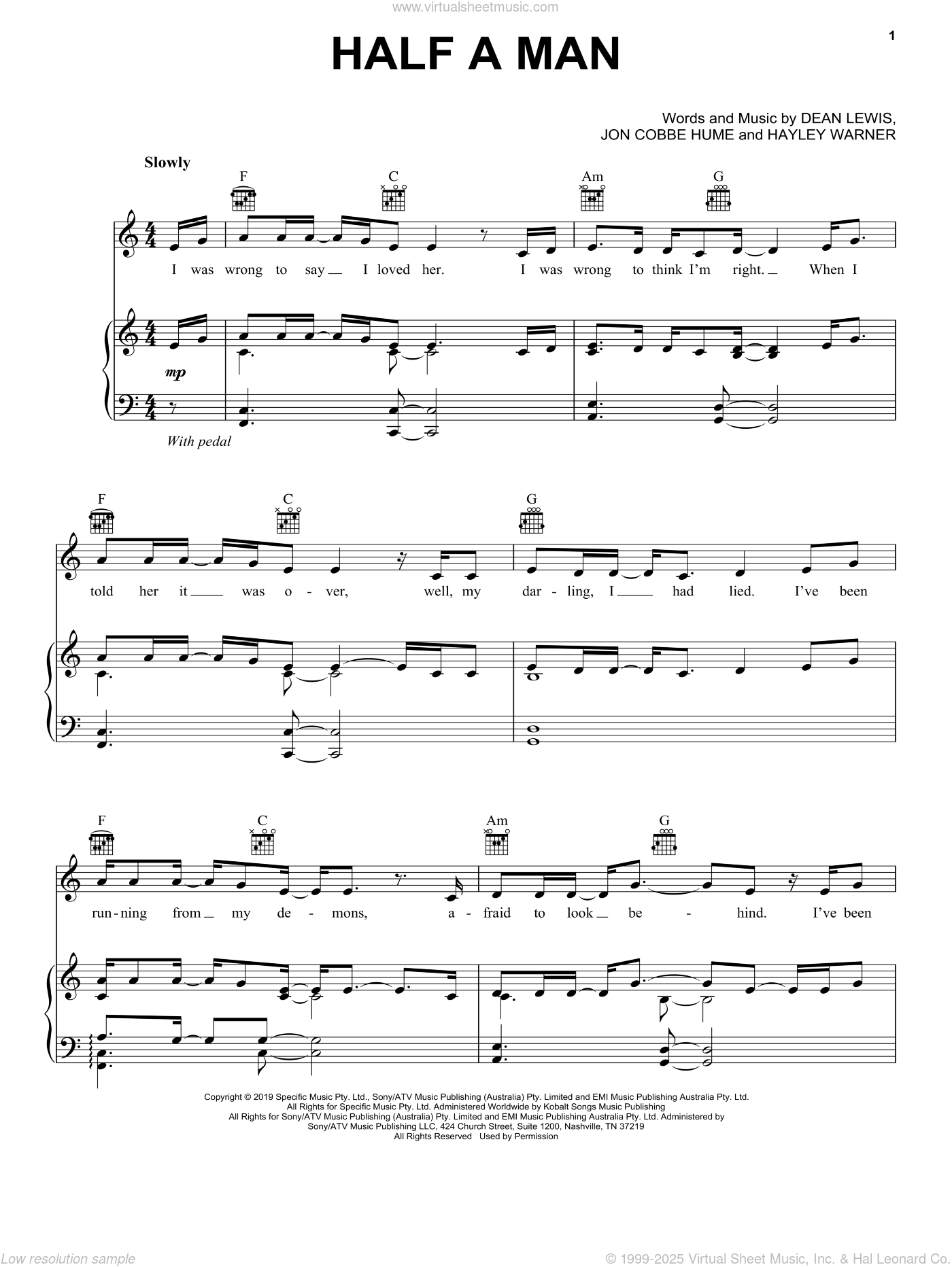 Half A Man sheet music for voice, piano or guitar (PDF)
