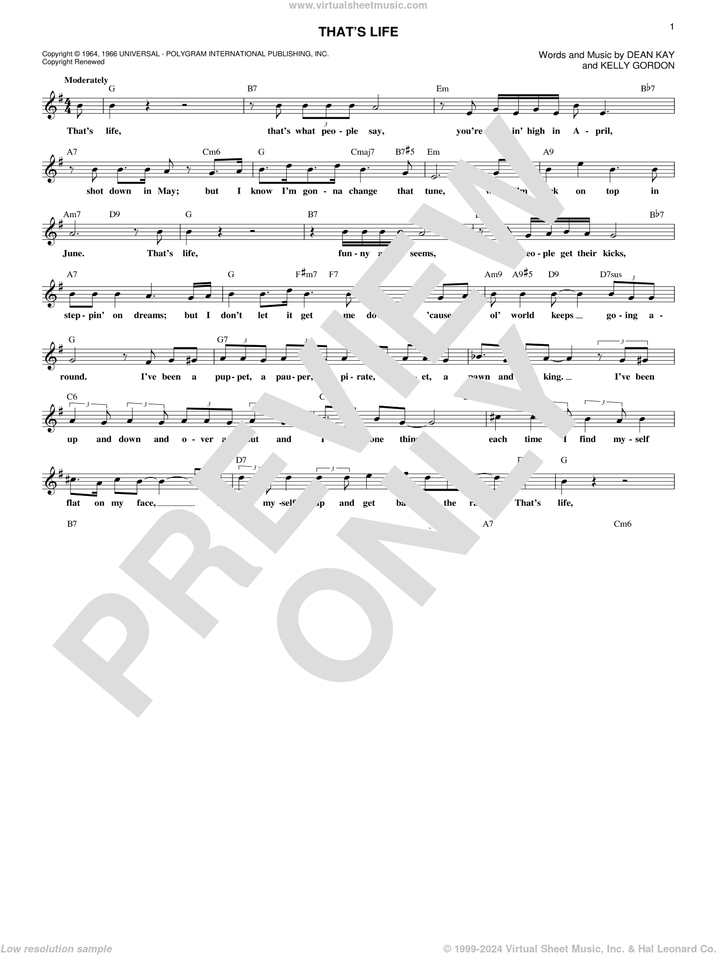 That's Life sheet music (fake book) (PDF-interactive)