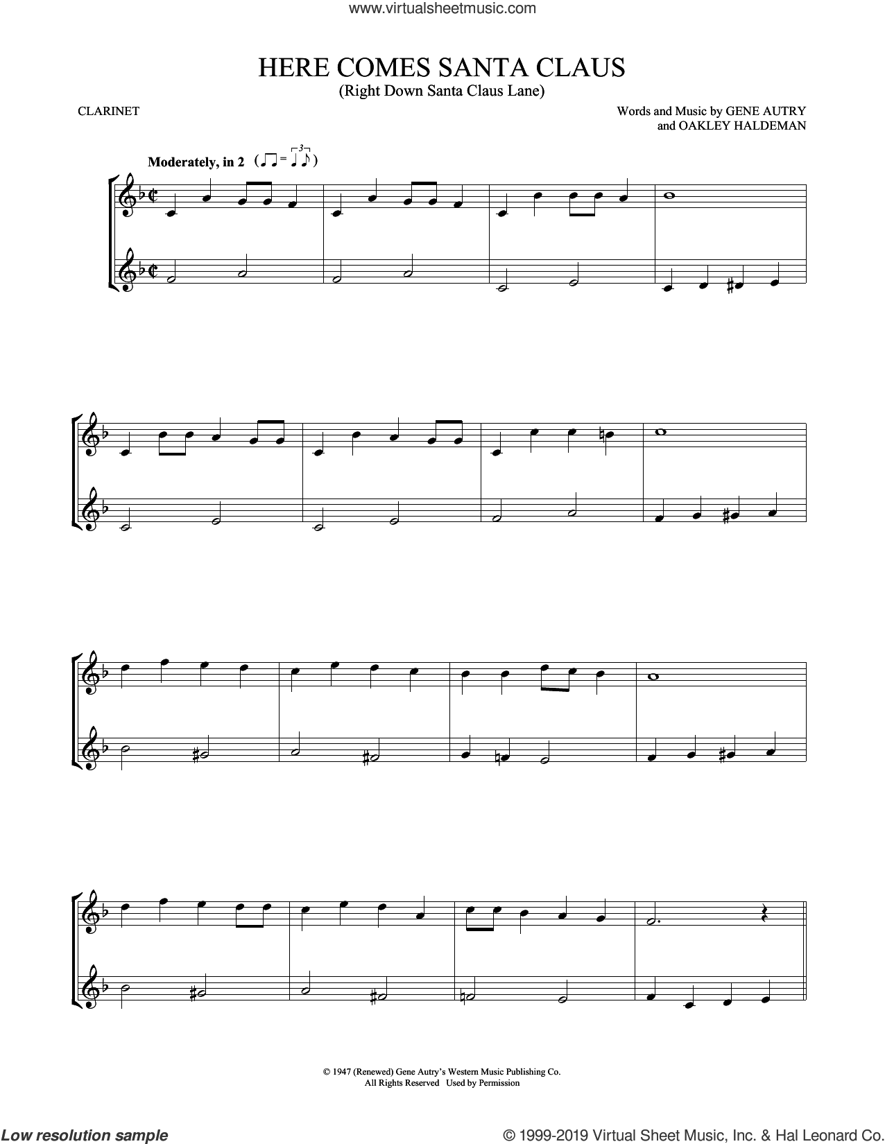 Here Comes Santa Claus (Right Down Santa Claus Lane) sheet music for ...