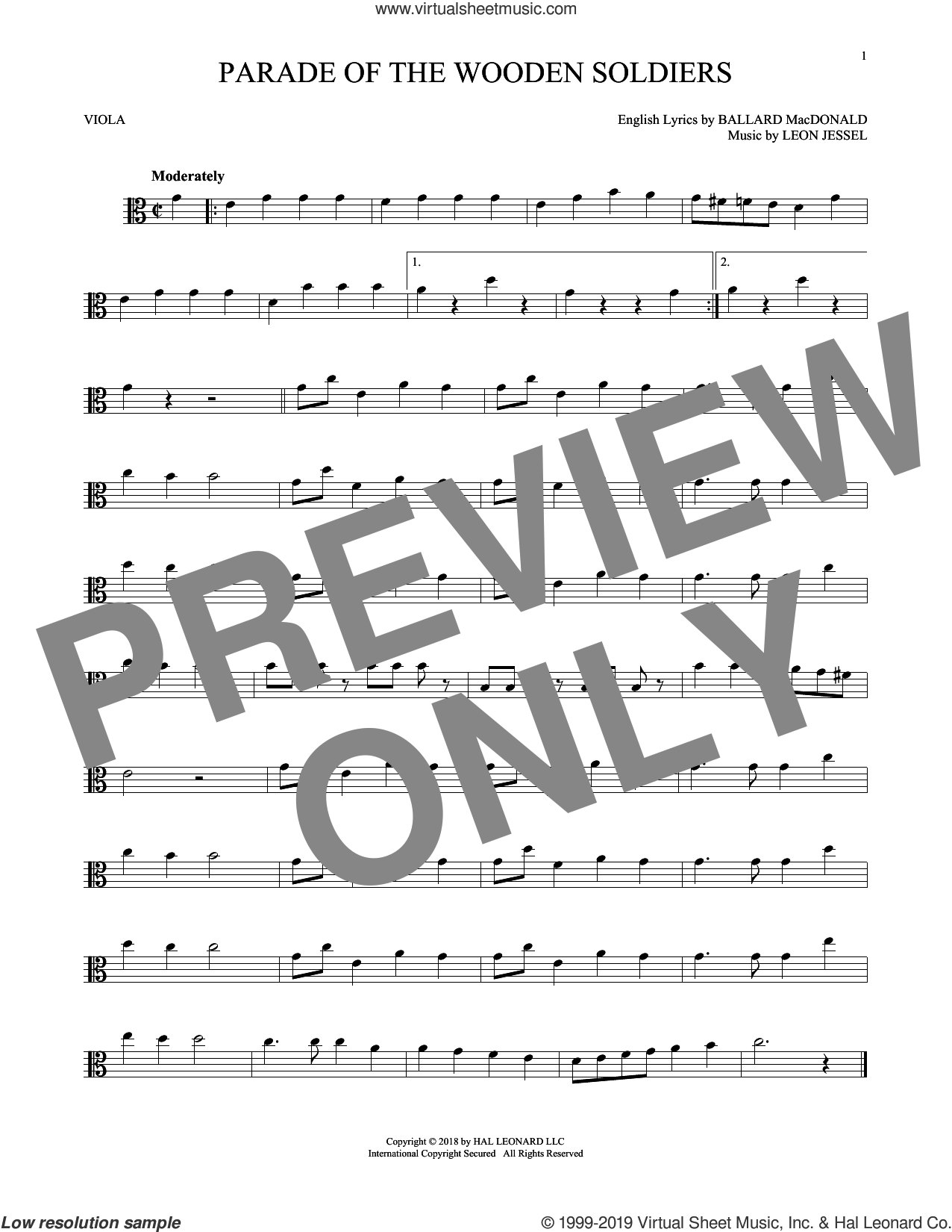 Parade Of The Wooden Soldiers sheet music for viola solo (PDF)