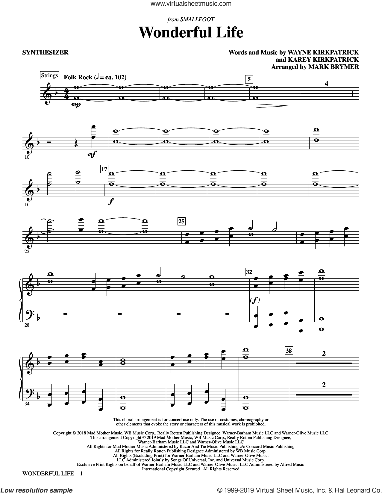 Wonderful Life (from Smallfoot) (arr. Mark Brymer) (complete set of ...