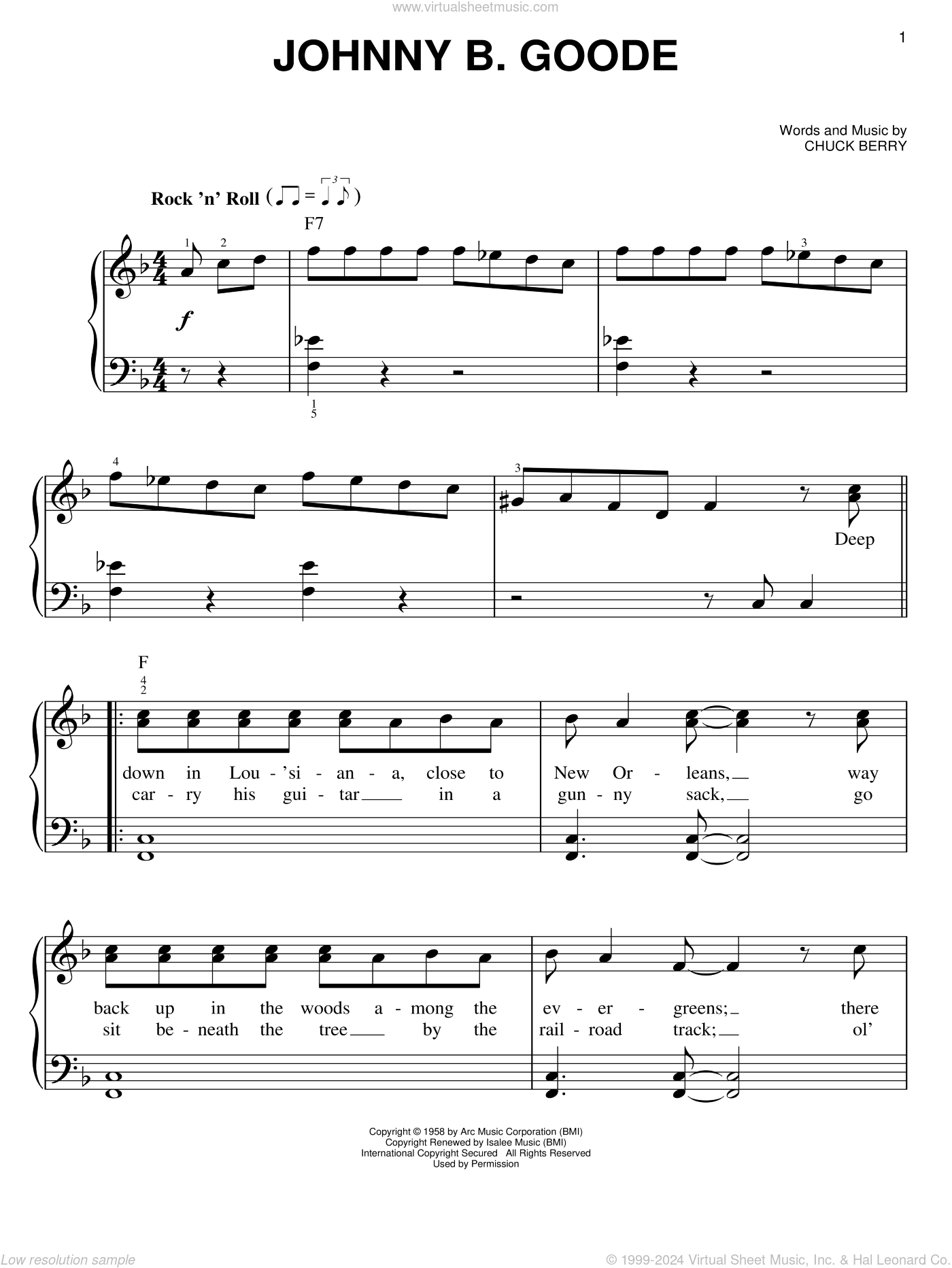 Johnny B Goode Sheet Music For Piano Solo Pdf