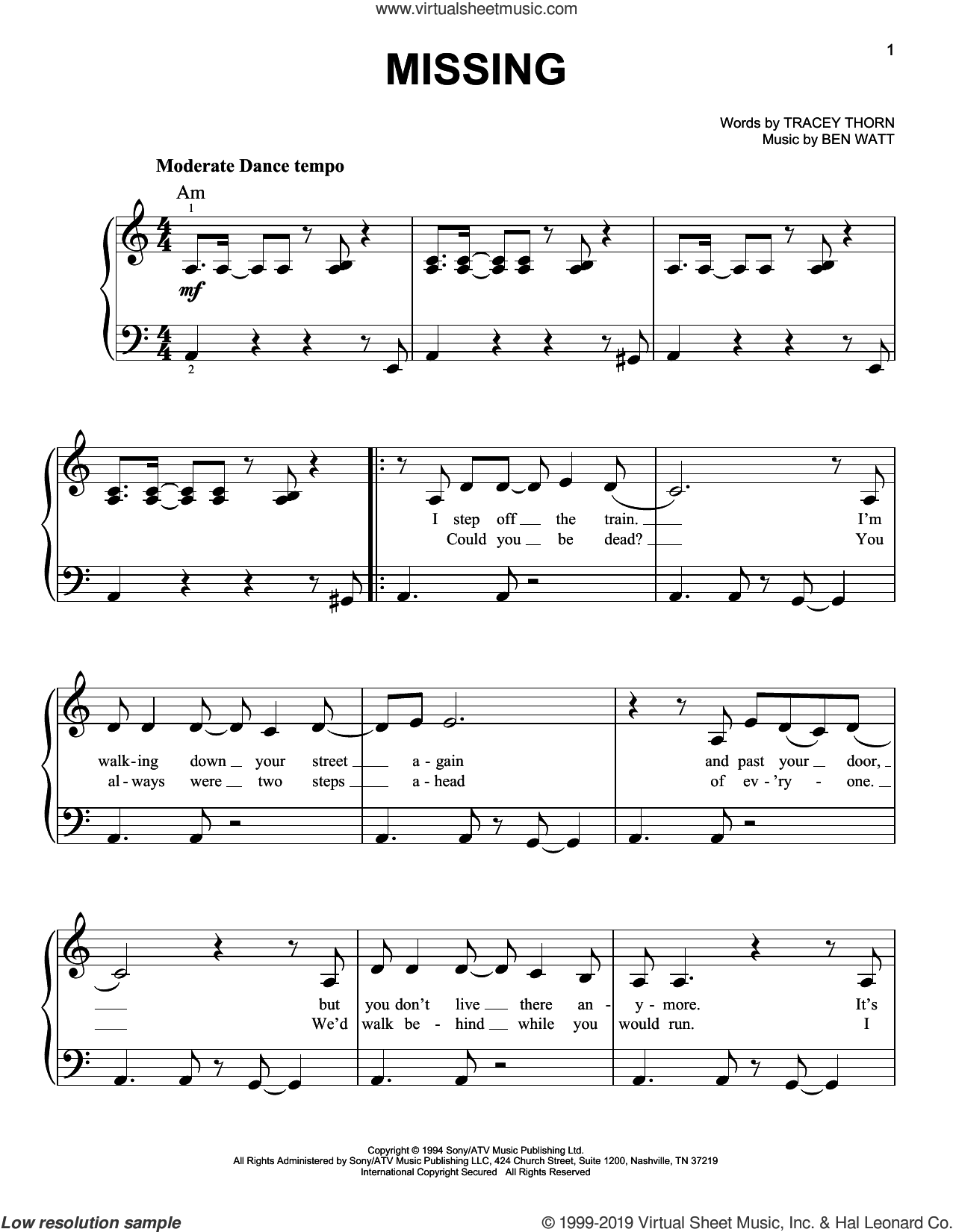 Missing sheet music (easy) for piano solo (PDF-interactive)