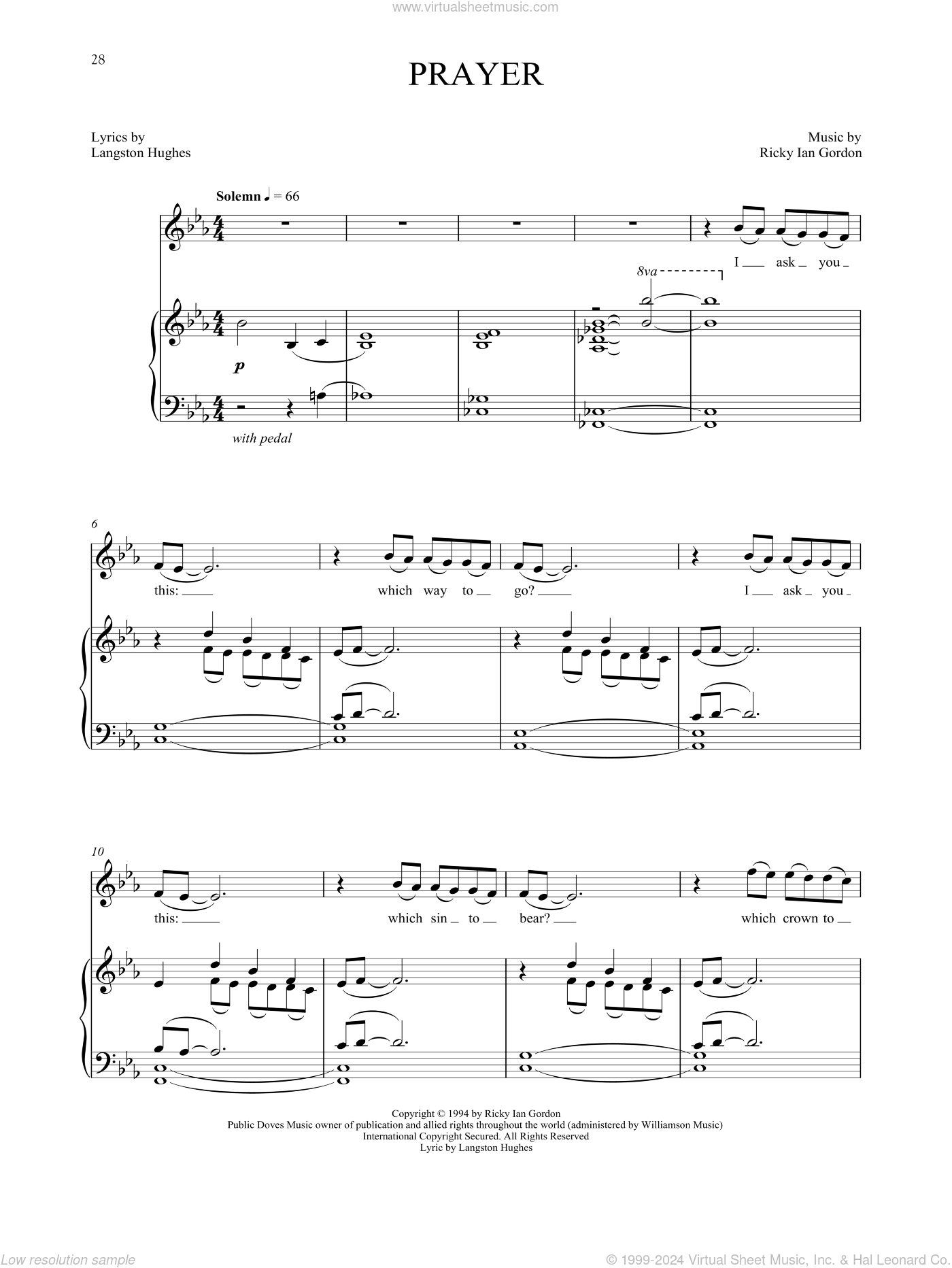 Prayer sheet music for voice and piano (PDF)