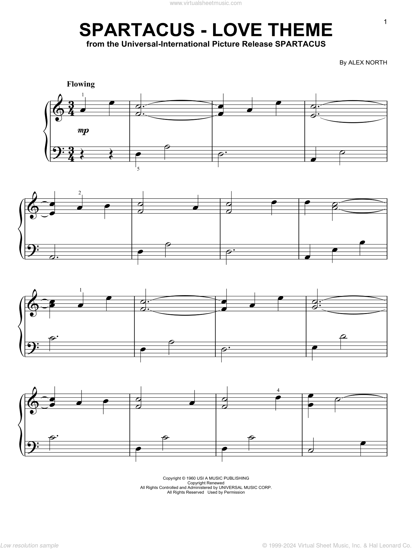 Spartacus - Love Theme (from Spartacus) sheet music (beginner) for ...