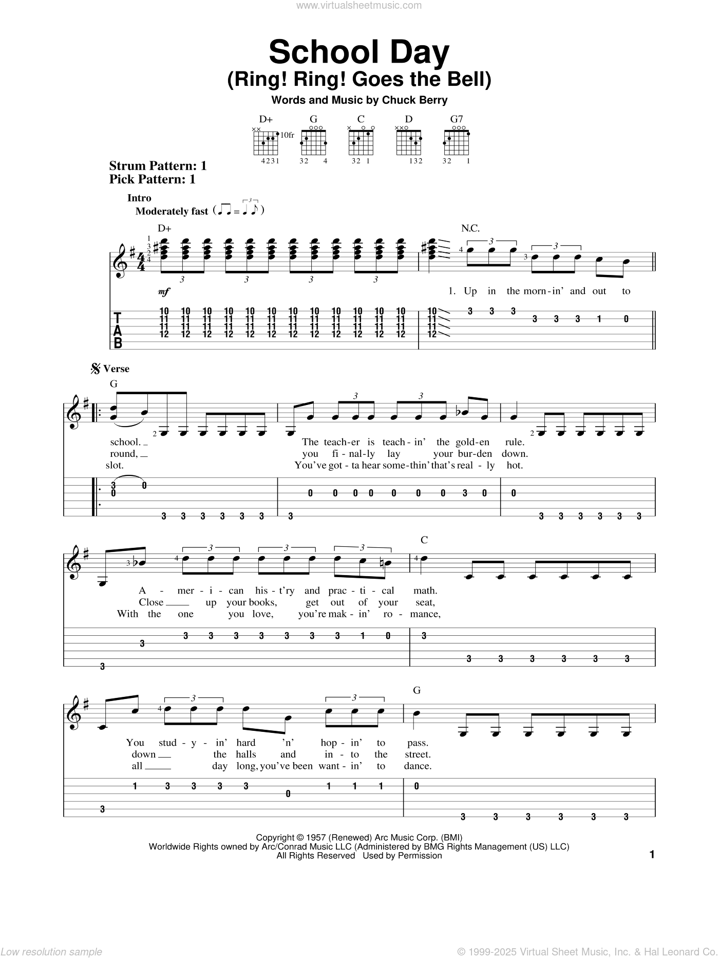 School Day (Ring! Ring! Goes The Bell) sheet music for guitar solo ...