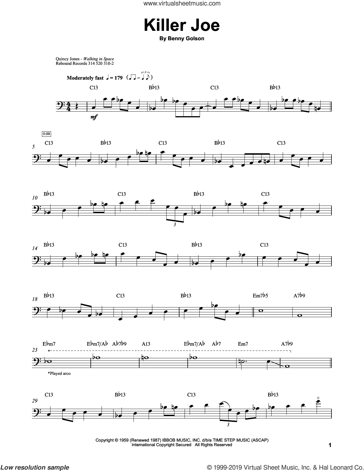 Killer Joe sheet music for brass ensemble (transcription) (PDF)