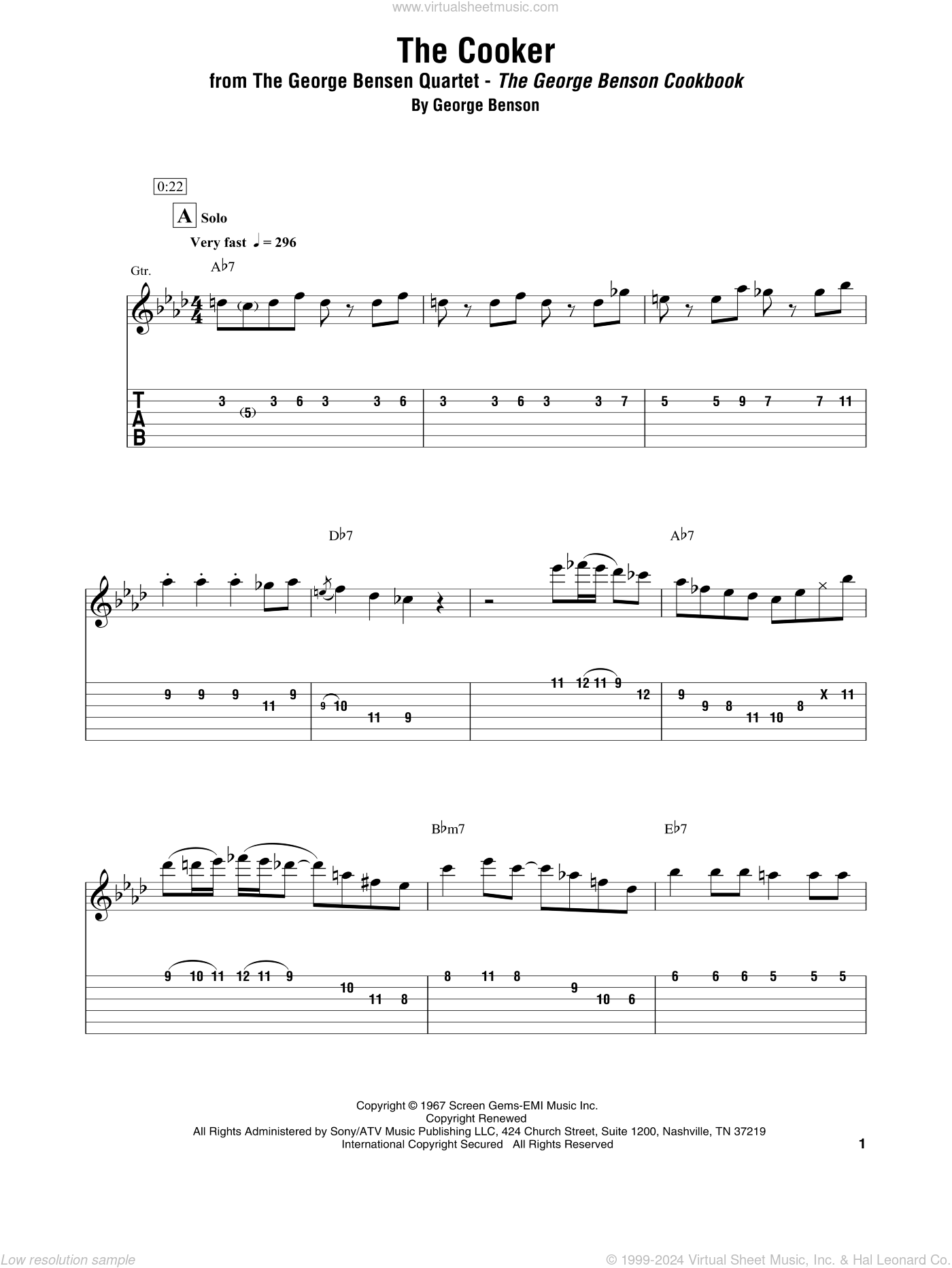 The Cooker sheet music for electric guitar (transcription) (PDF)
