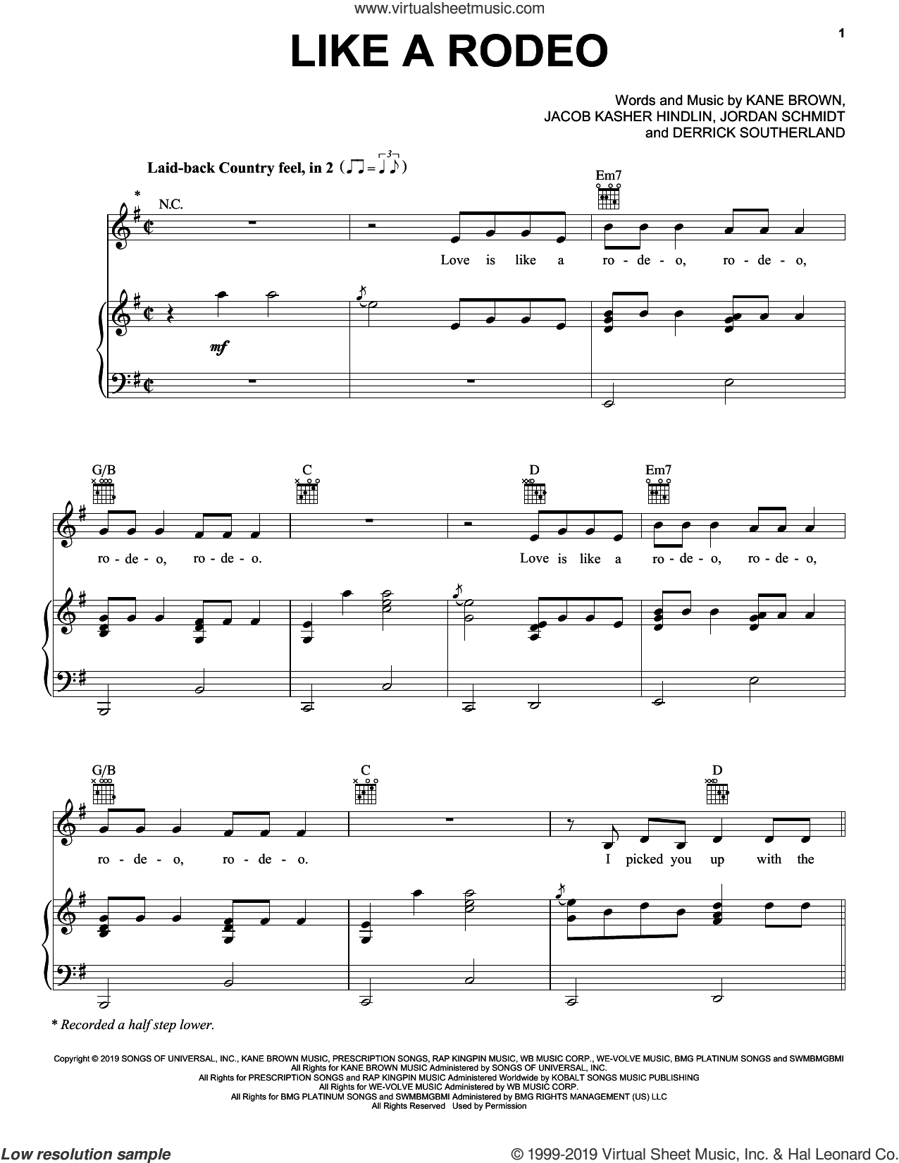 Like A Rodeo sheet music for voice, piano or guitar (PDF)