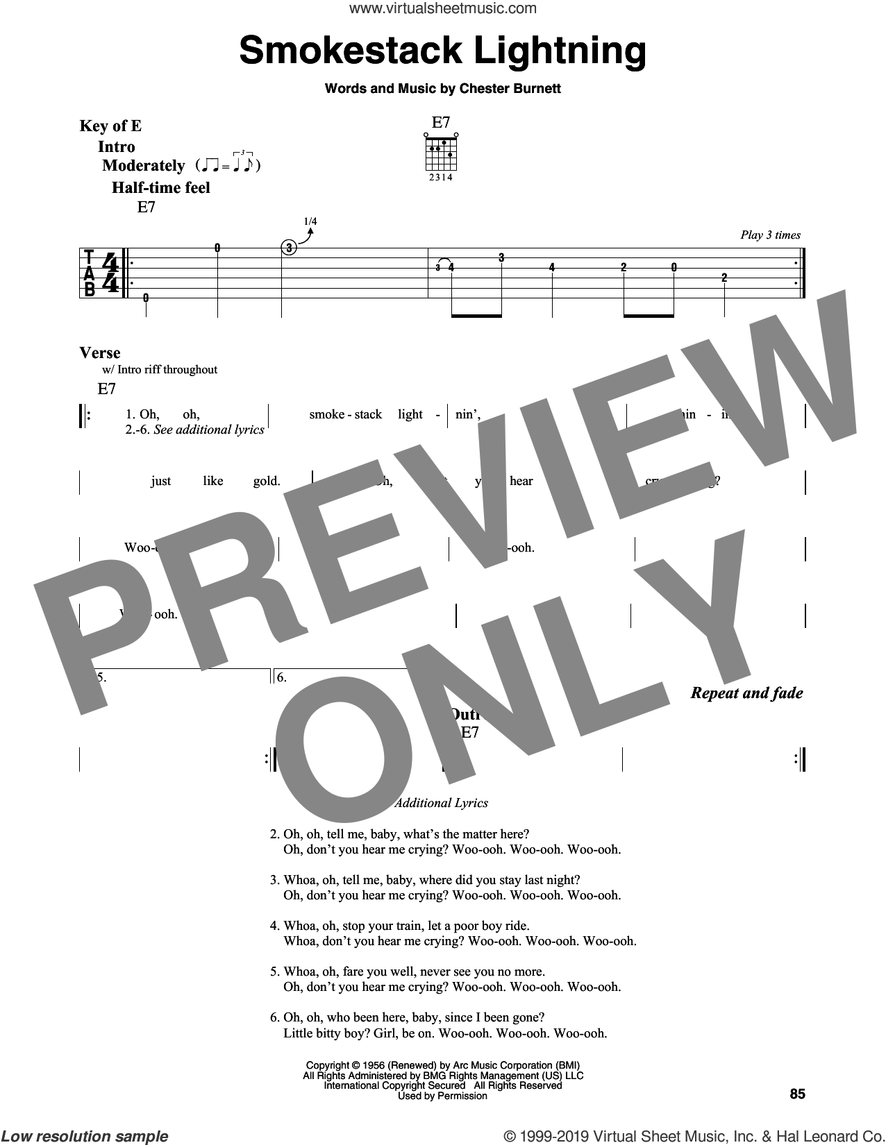 Smokestack Lightning sheet music for guitar solo (lead sheet)