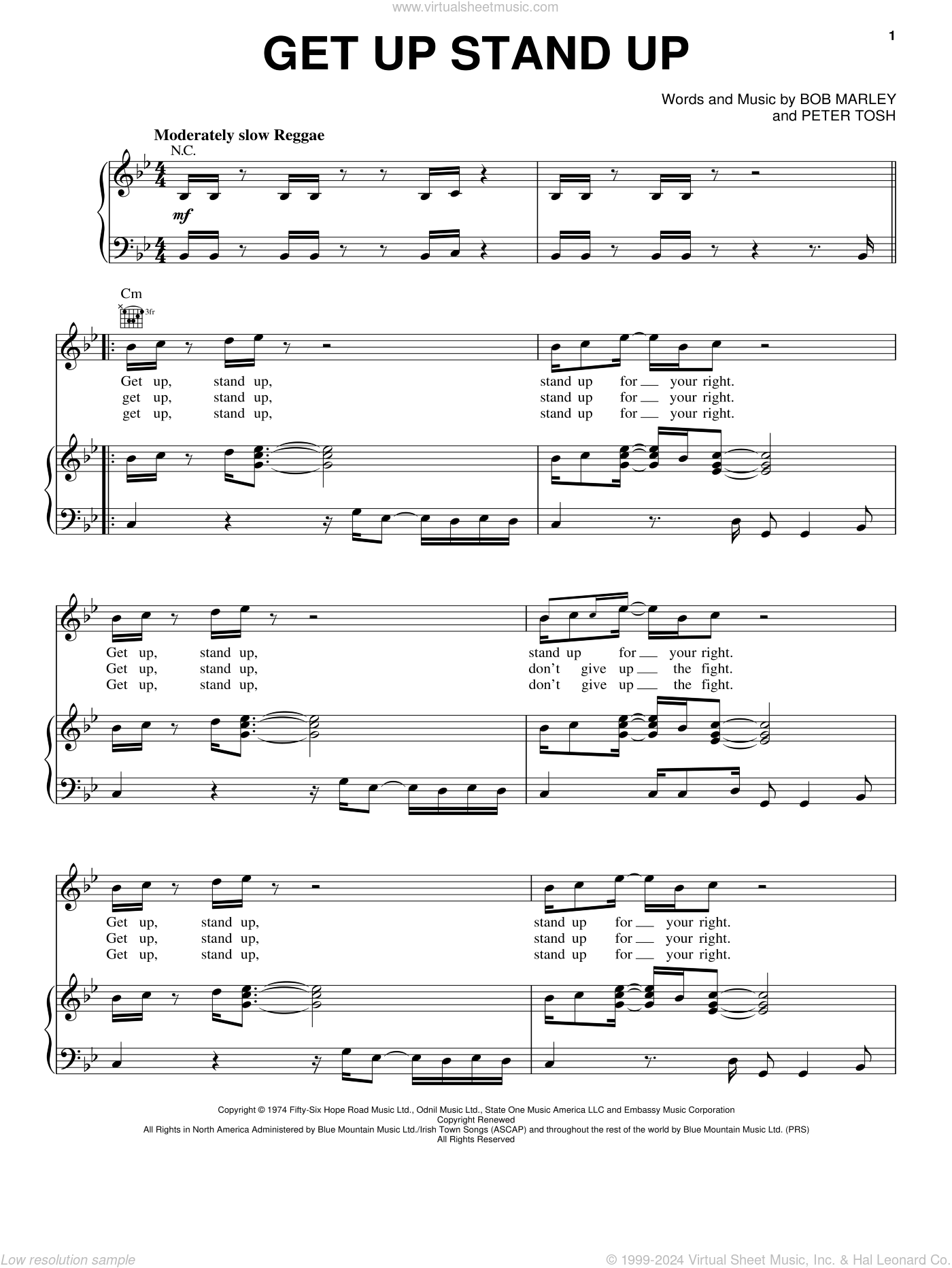 Get Up Stand Up sheet music for voice, piano or guitar (PDF)