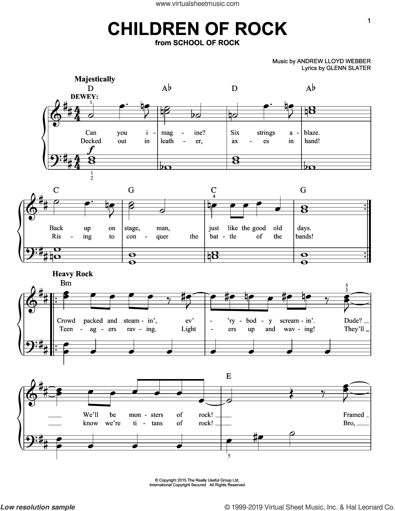 Children Of Rock (from School of Rock: The Musical) sheet music for ...