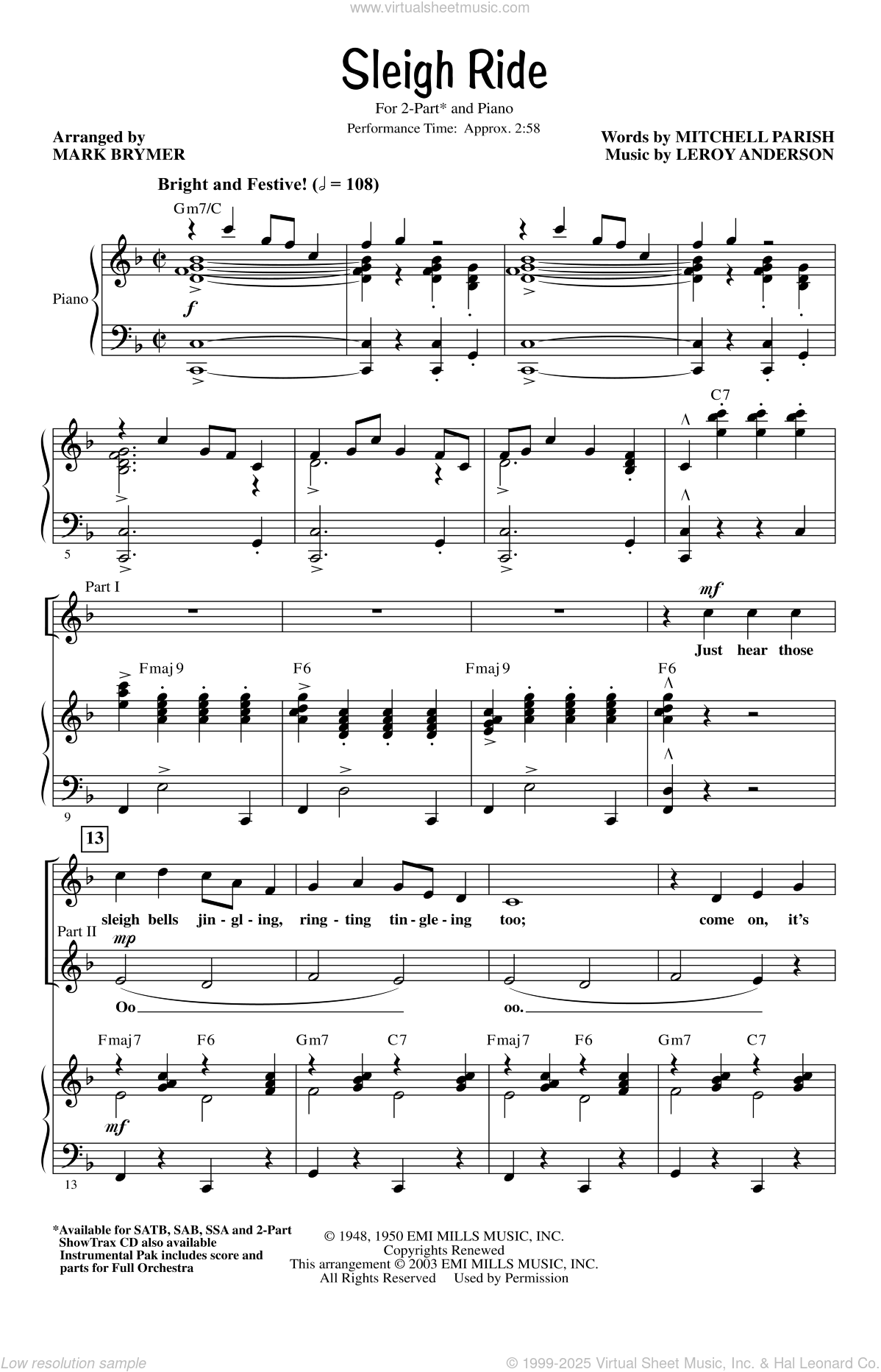 Sleigh Ride (arr. Mark Brymer) sheet music for choir (2-Part)