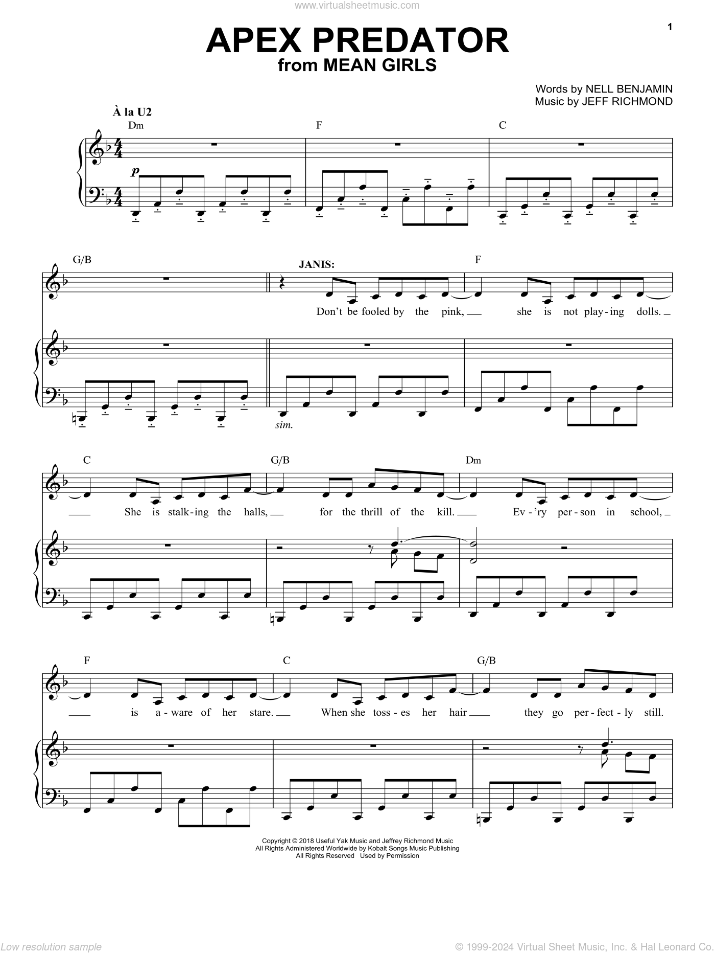 Apex Predator (from Mean Girls: The Broadway Musical) sheet music for ...